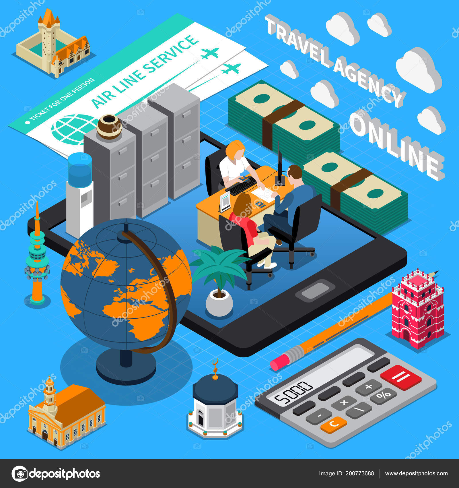 Travel Agency Isometric Composition Stock Vector by ©macrovector 200773688