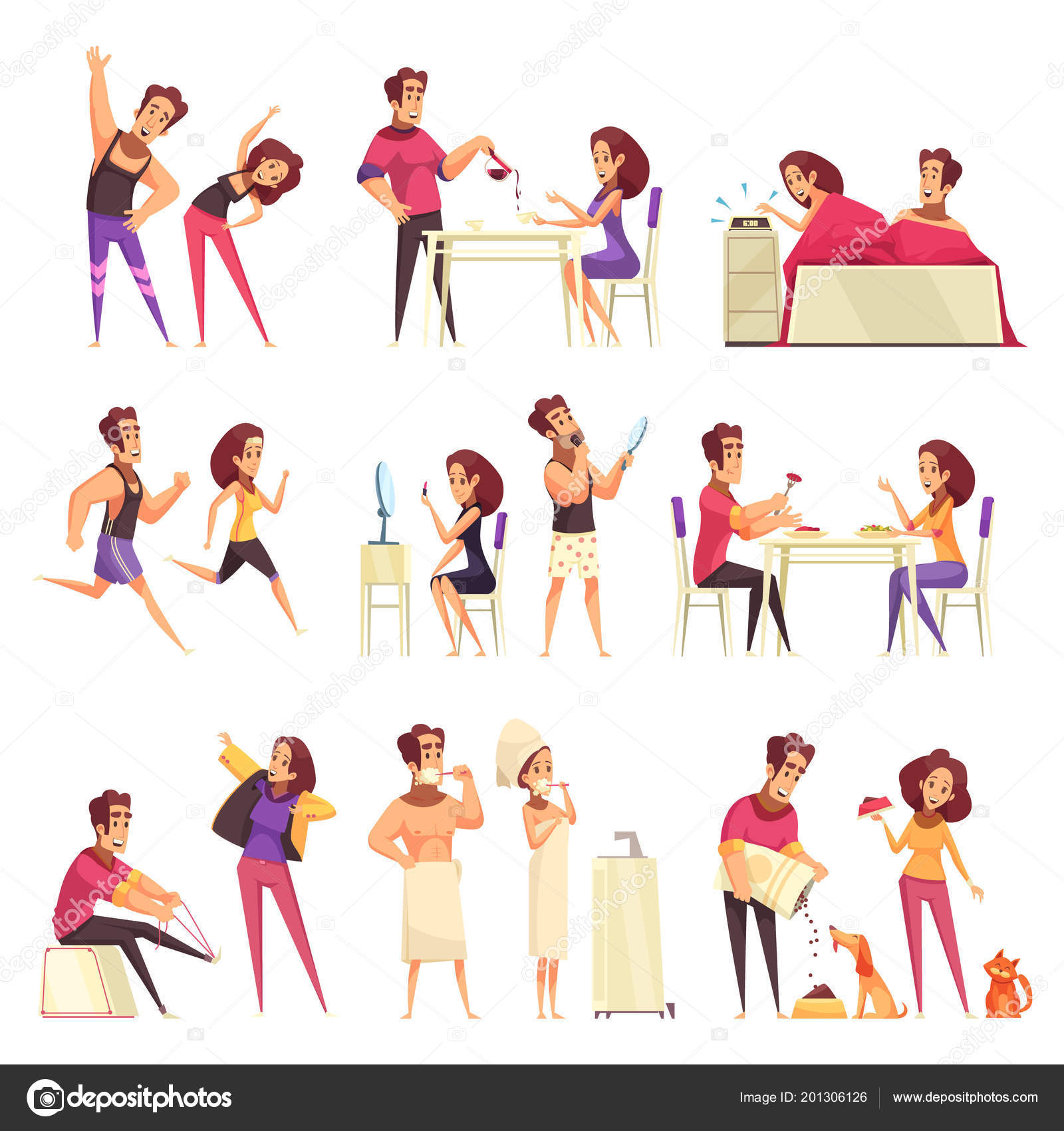 Morning Cartoon Set Stock Vector Image by ©macrovector #201306126