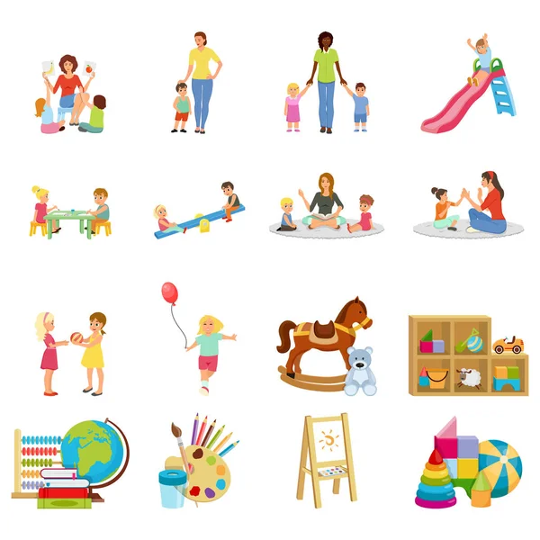 Kindergarten Icons Set — Stock Vector © macrovector #128479732