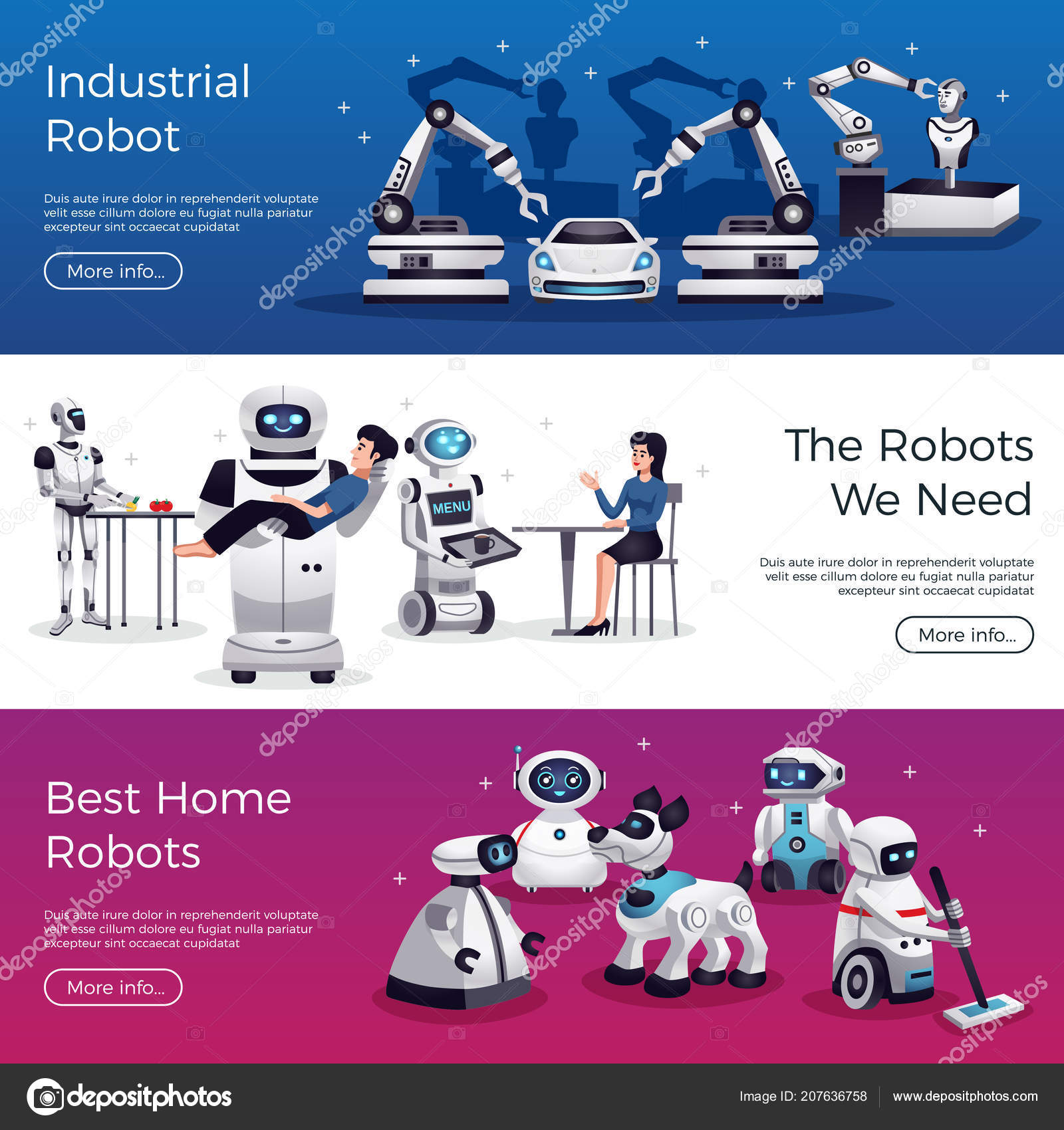 Robots Horizontal Banners Stock Vector by ©macrovector 207636758