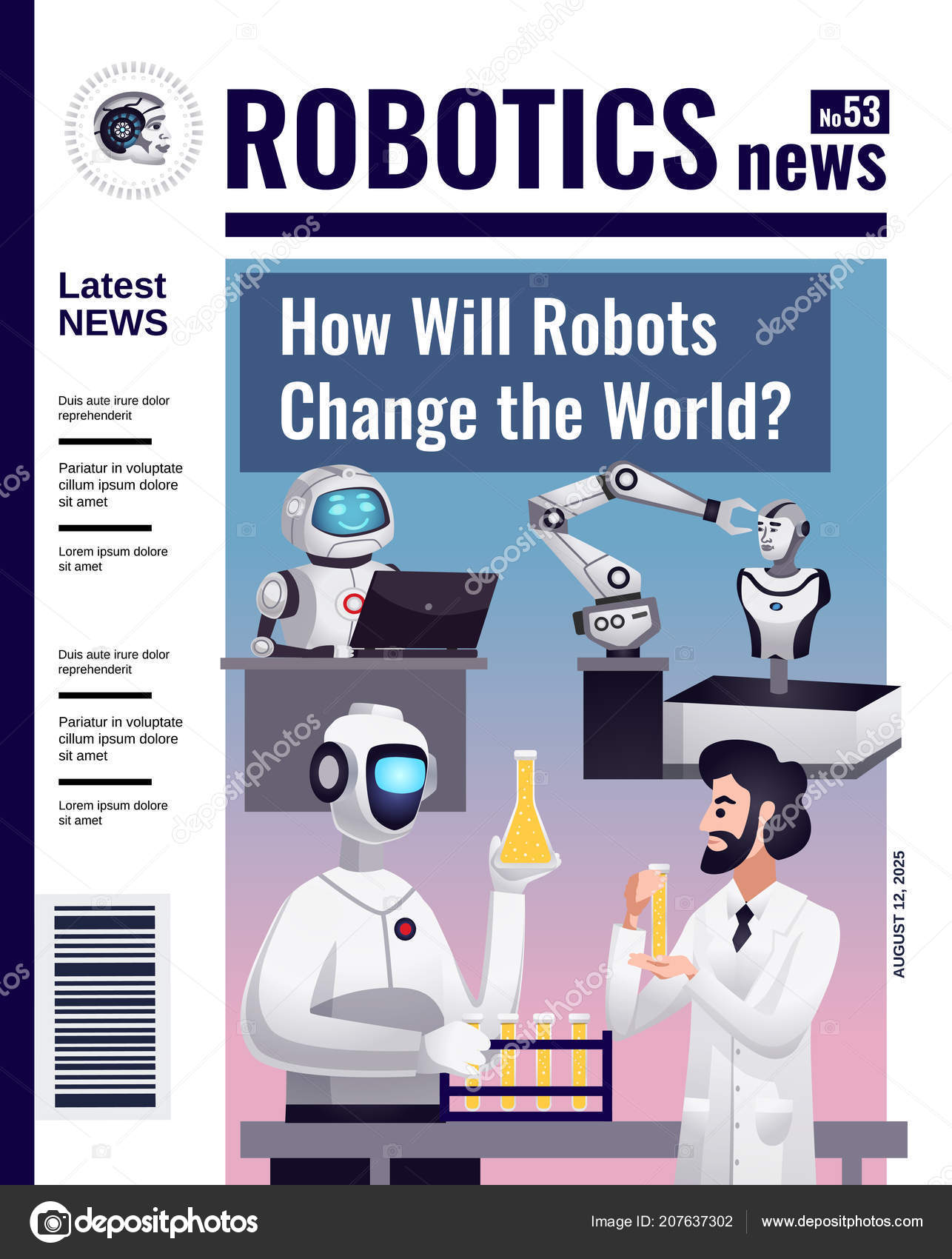 Robotics Magazine Cover Design Stock Vector Image by ©macrovector ...
