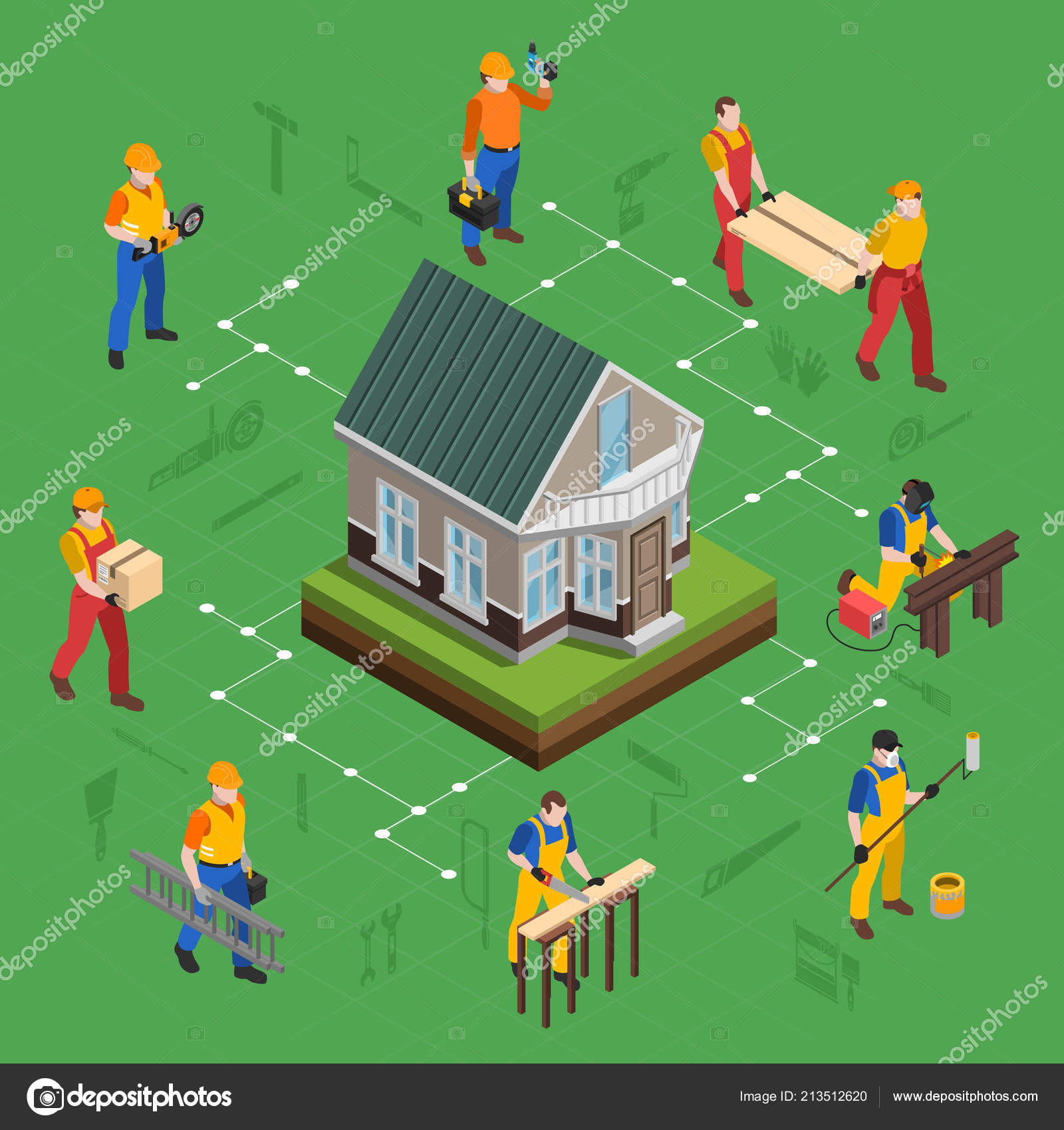 House Building Isometric Flowchart Stock Vector Image by ©macrovector #213512620