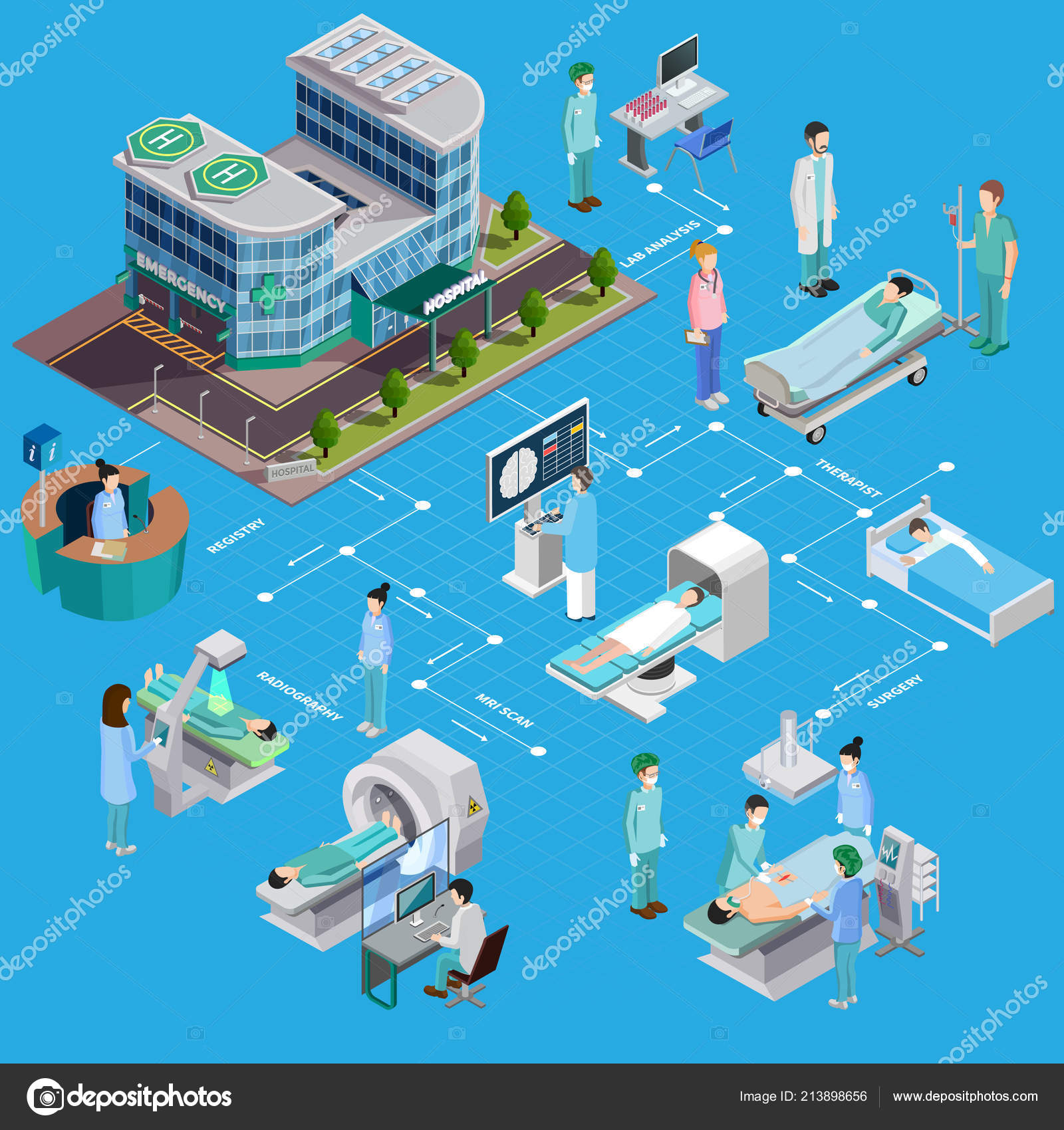 Hospital Health Screening Flowchart Stock Vector by ©macrovector 213898656