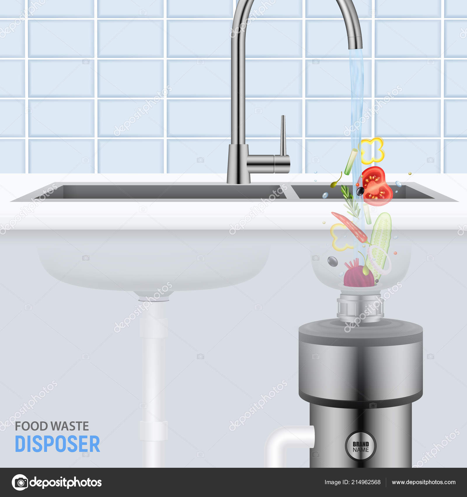 Sink With Food Waste Disposer Stock Vector Image by ©macrovector #214962568