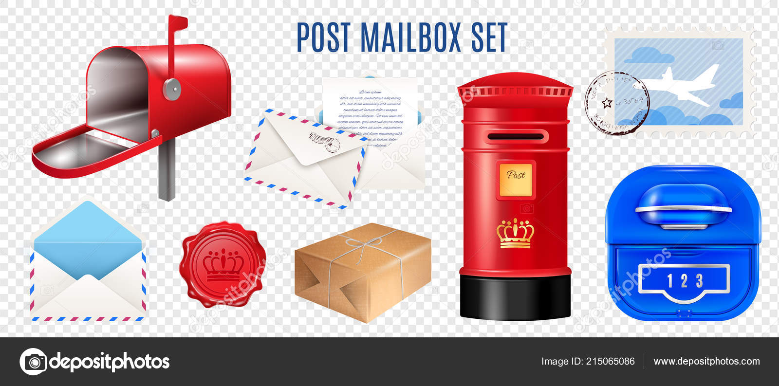 Realistic Postage Elements Transparent Set Stock Vector by ©macrovector ...
