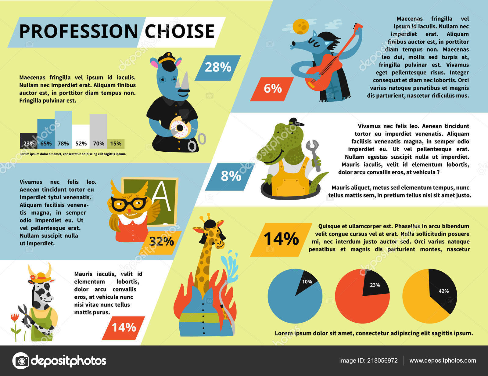 Humanized Animals Profession Choice Infographics Stock Vector Image by ...