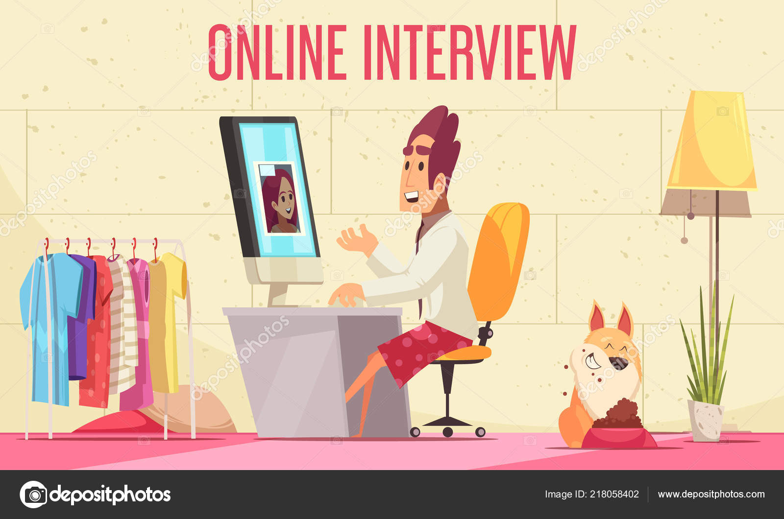 Online Job Interview Background Stock Vector Image by ©macrovector ...