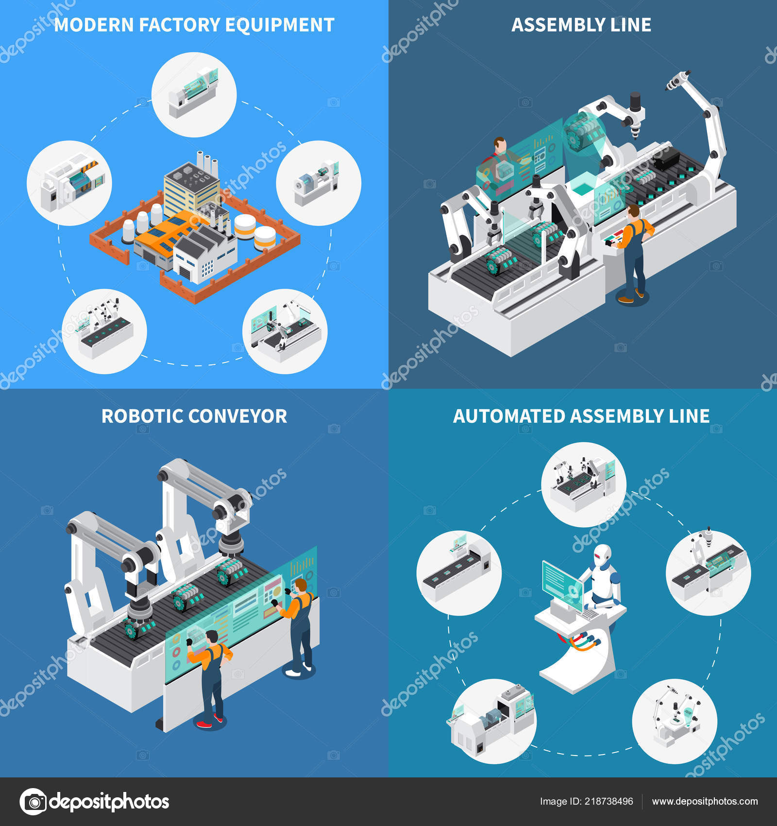 Assembly Line Design Concept Stock Vector Image by ©macrovector #218738496