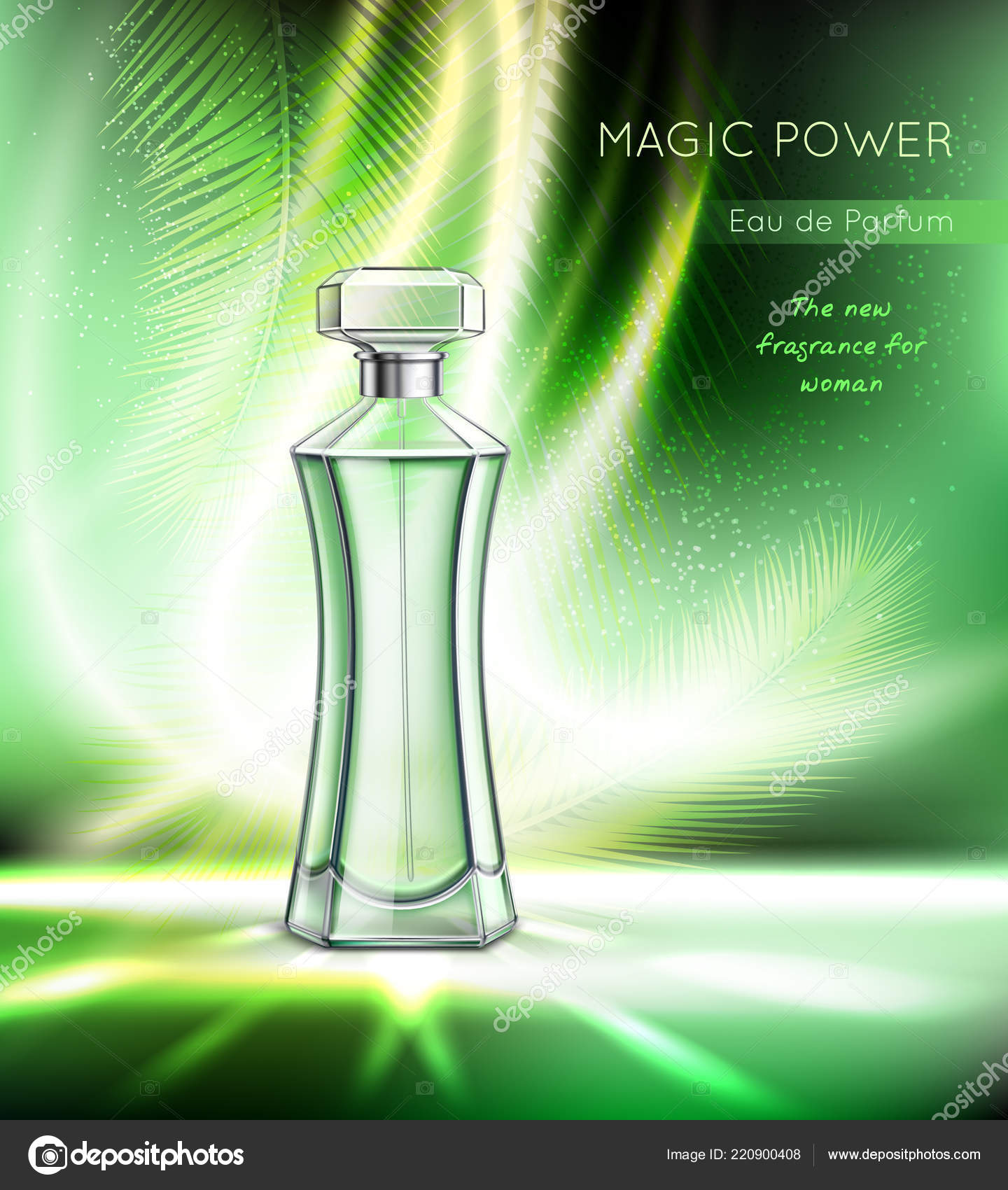 Cartel realista de la publicidad del perfume vector, gráfico vectorial ...