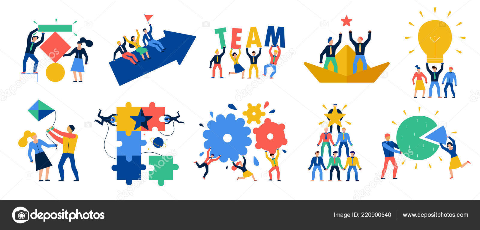Teamwork Icons Set Stock Vector by ©macrovector 220900540