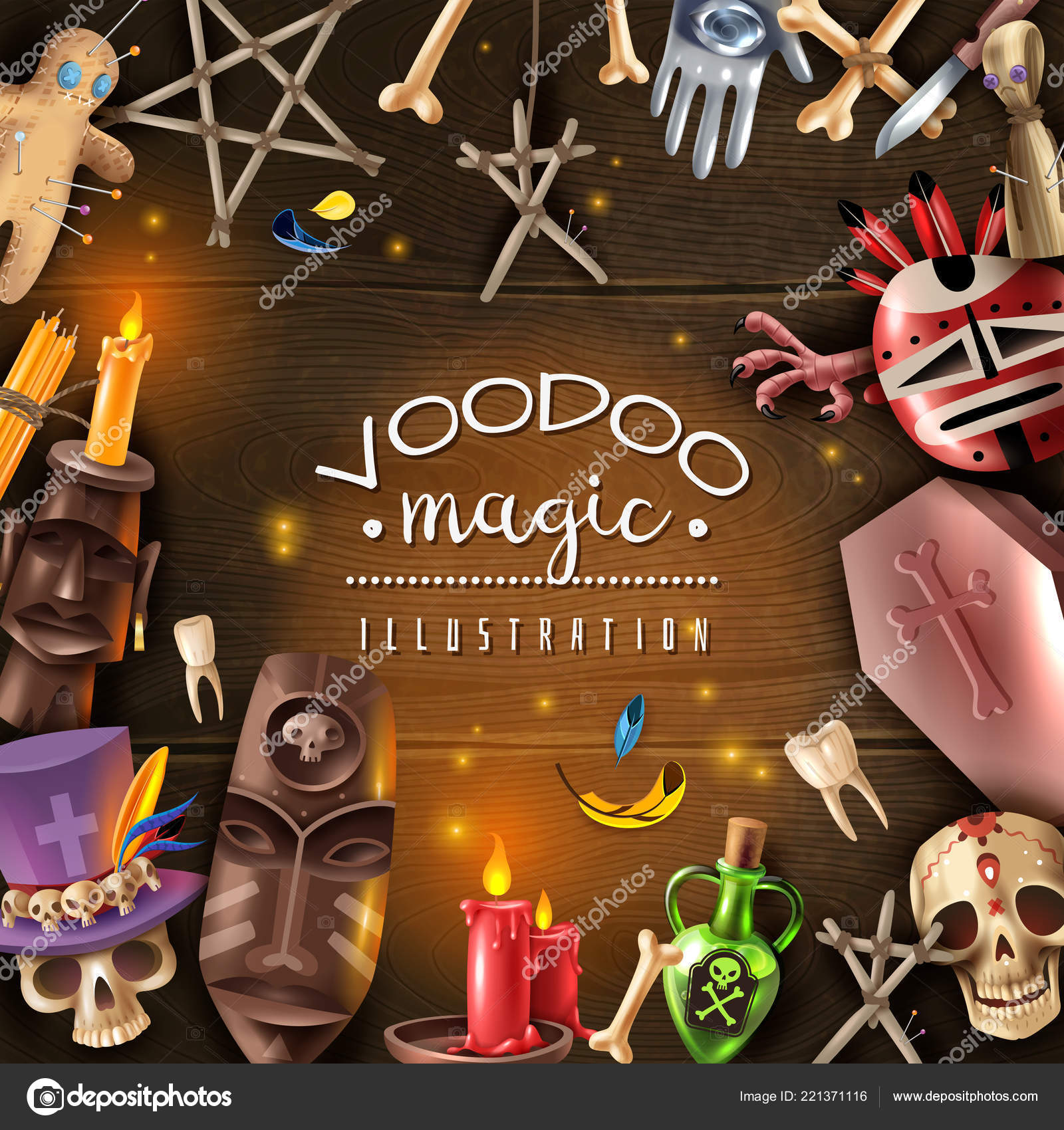 Voodoo Magic Realistic Frame Stock Vector Image by ©macrovector #221371116