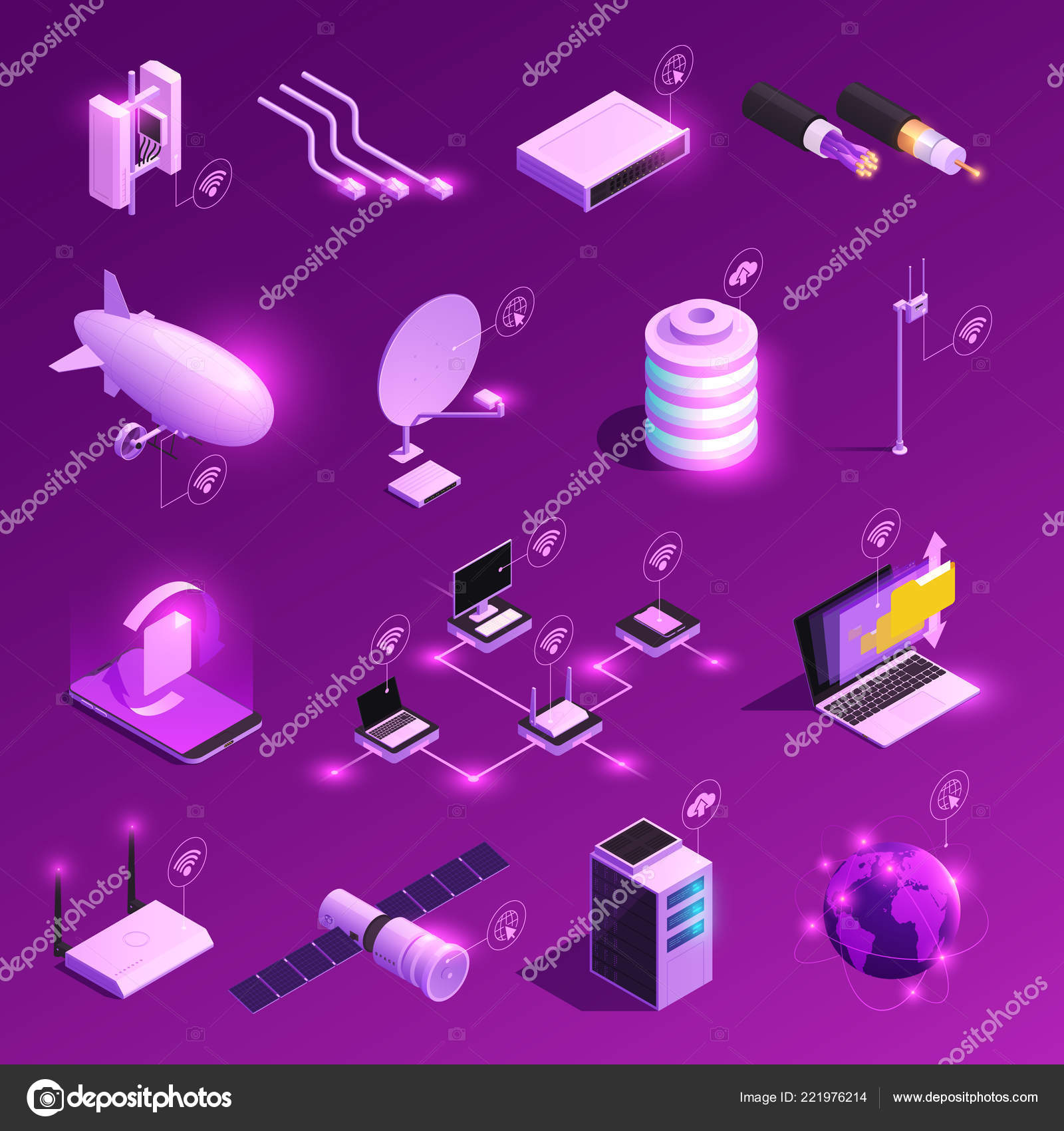 Global Network Isometric Icons Stock Vector Image by ©macrovector ...