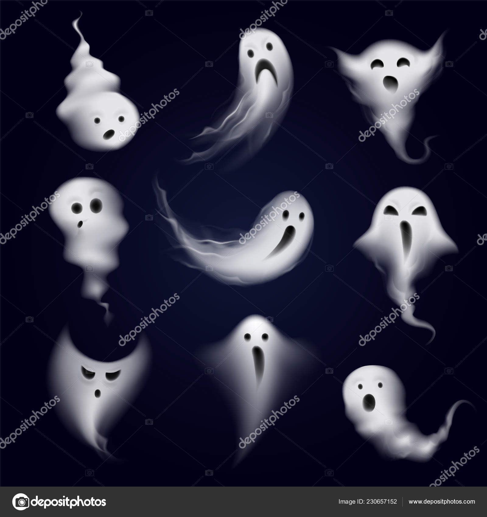 Ghost Realistic Set Stock Vector Image by ©macrovector #230657152