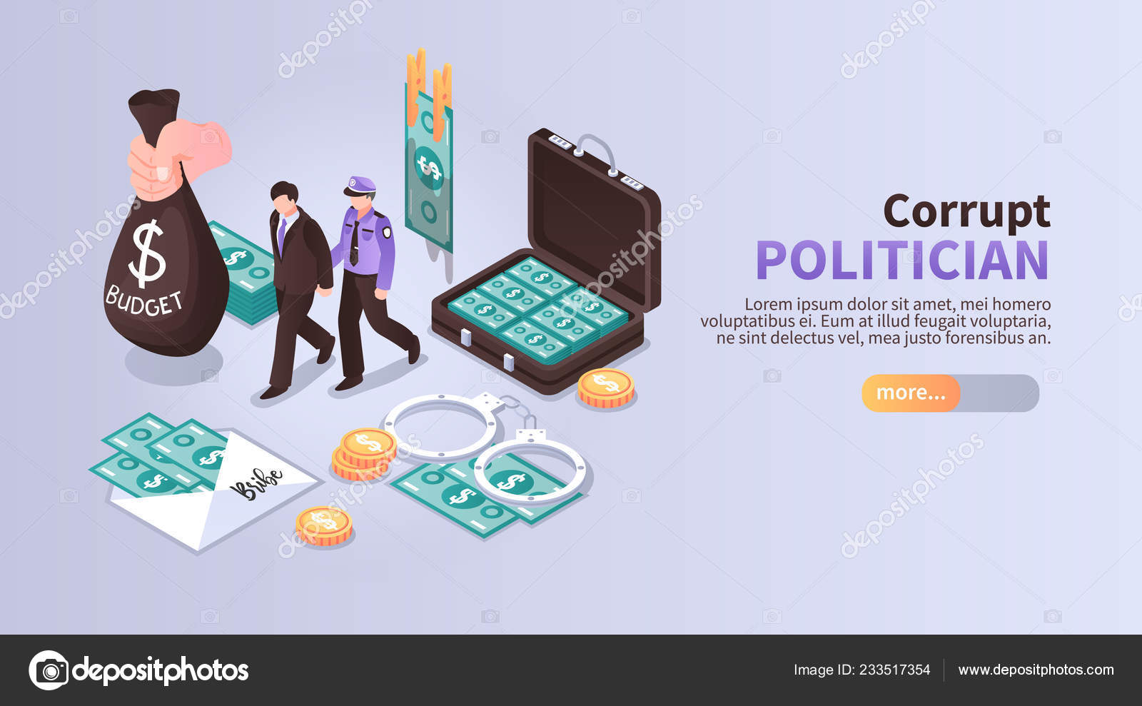 Corrupt Politician Horizontal Banner Stock Vector by ©macrovector 233517354