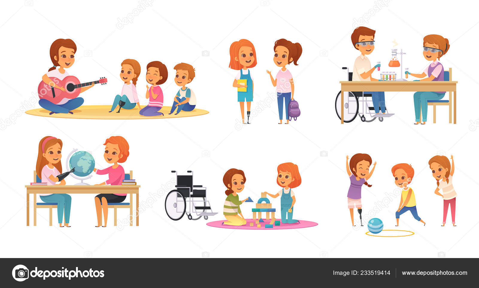 Inclusion Inclusive Education Cartoon Icon Set Stock Vector Image by ...