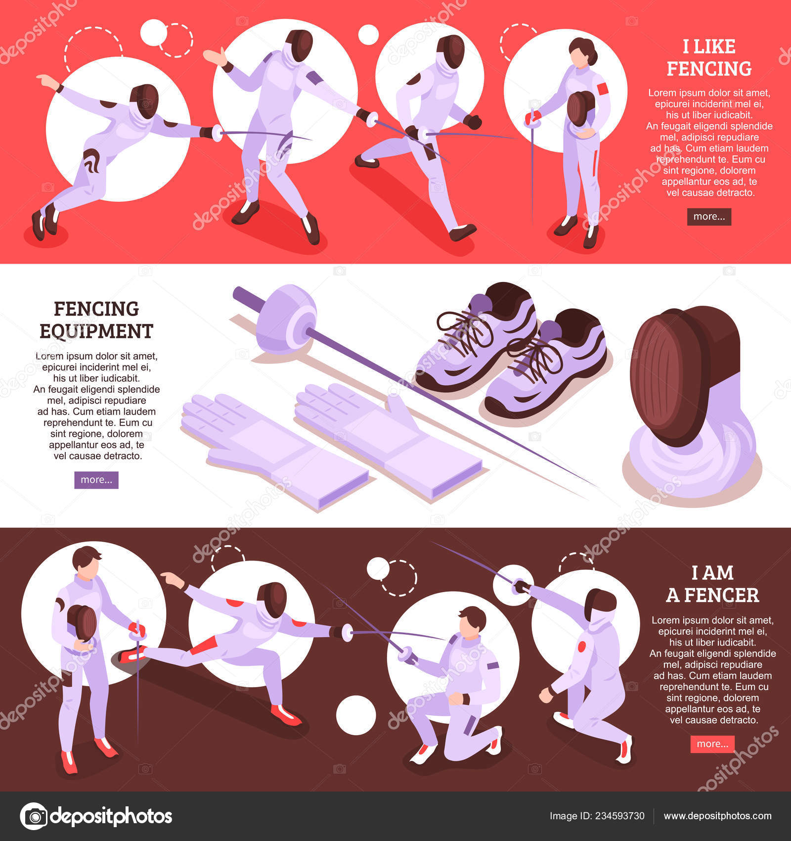 Fencing Horizontal Banners Set Stock Vector Image by ©macrovector ...