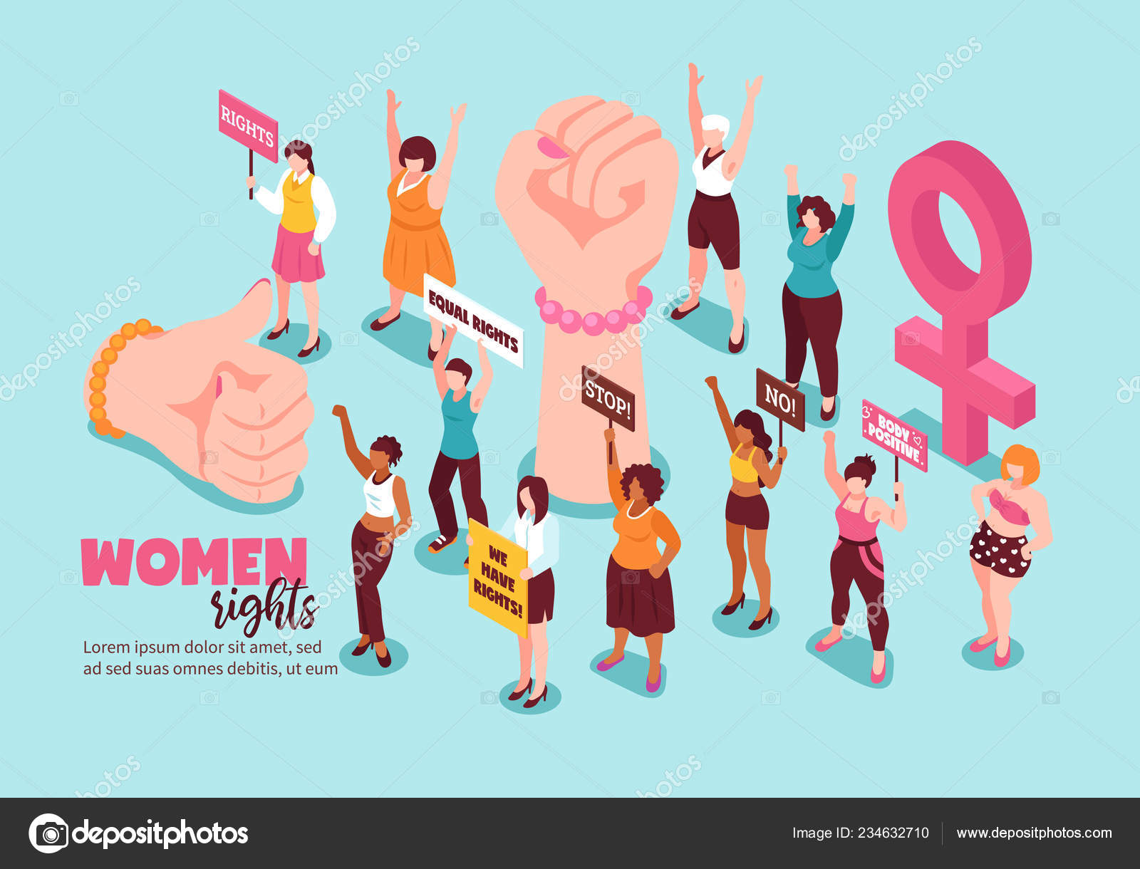 Women Rights Feminism Isometric Illustration Stock Vector Image by ...