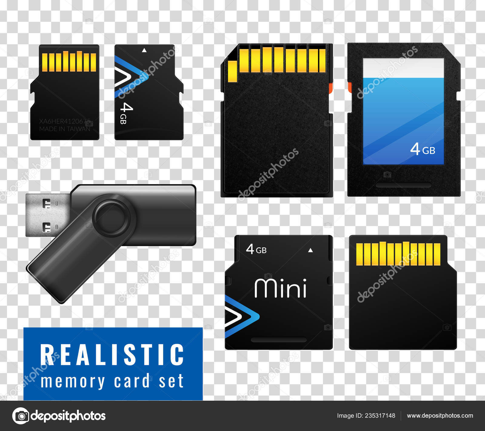 Realistic Memory Card Transparent Icon Set Stock Vector Image by ...
