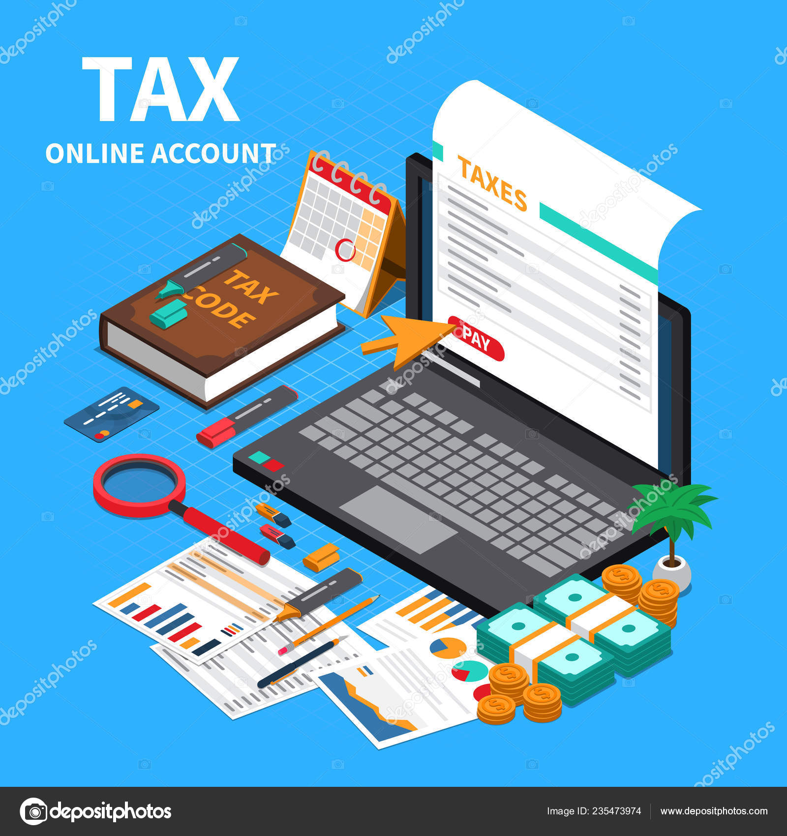 Accounting Tax Isometric Composition Stock Vector Image by ©macrovector ...