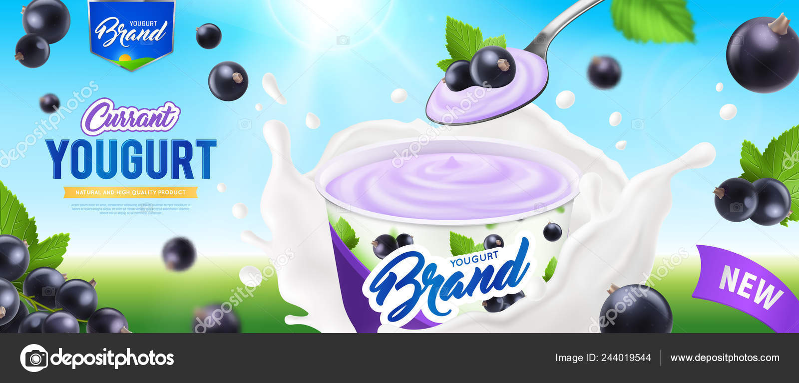 Realistic Yogurt Ads Poster Stock Vector by ©macrovector 244019544