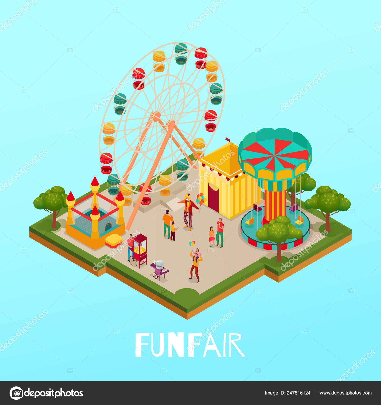 Fun Fair Isometric Illustration Stock Vector Image by ©macrovector ...