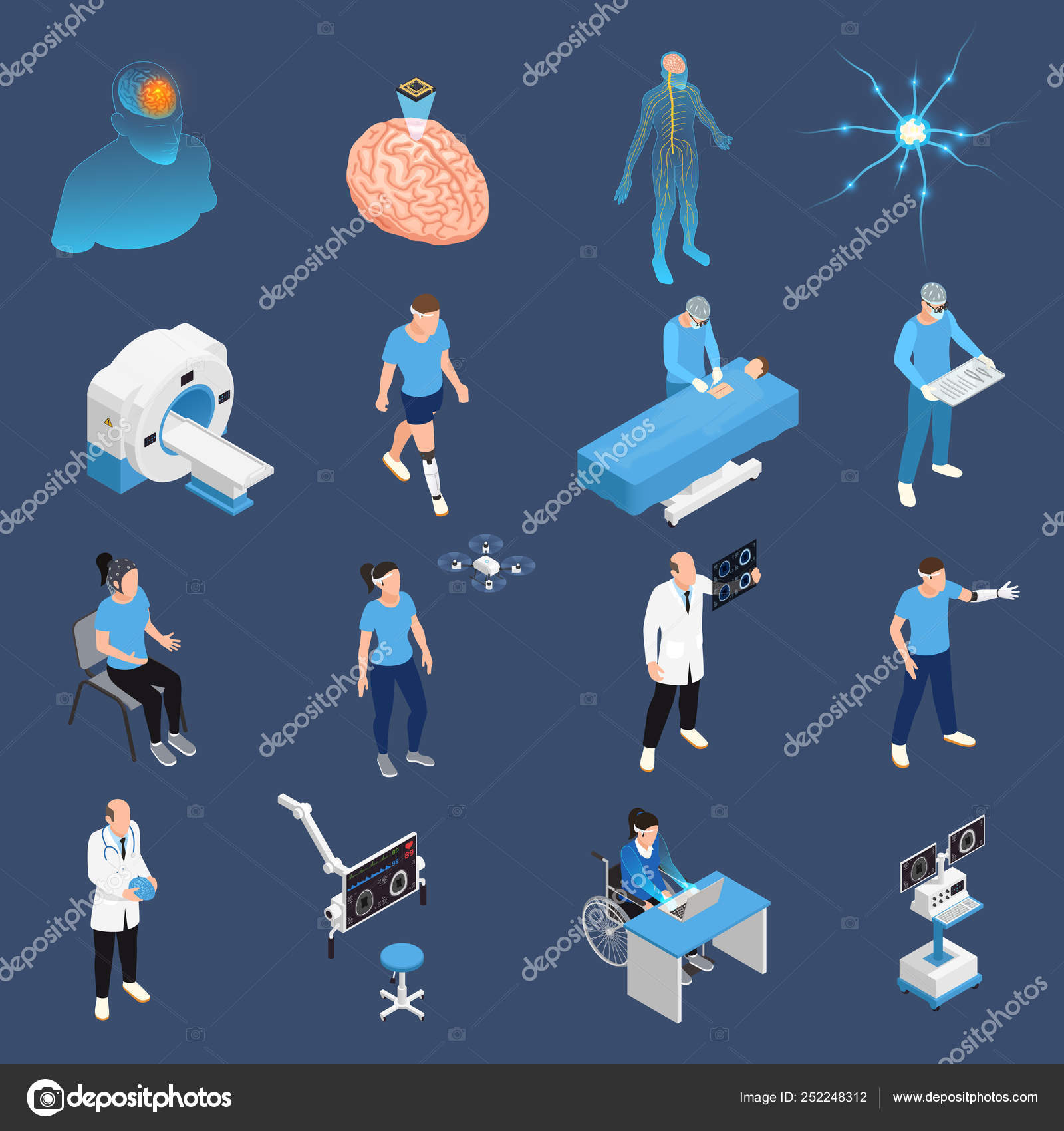 Neurology Icons Set Stock Vector by ©macrovector 252248312