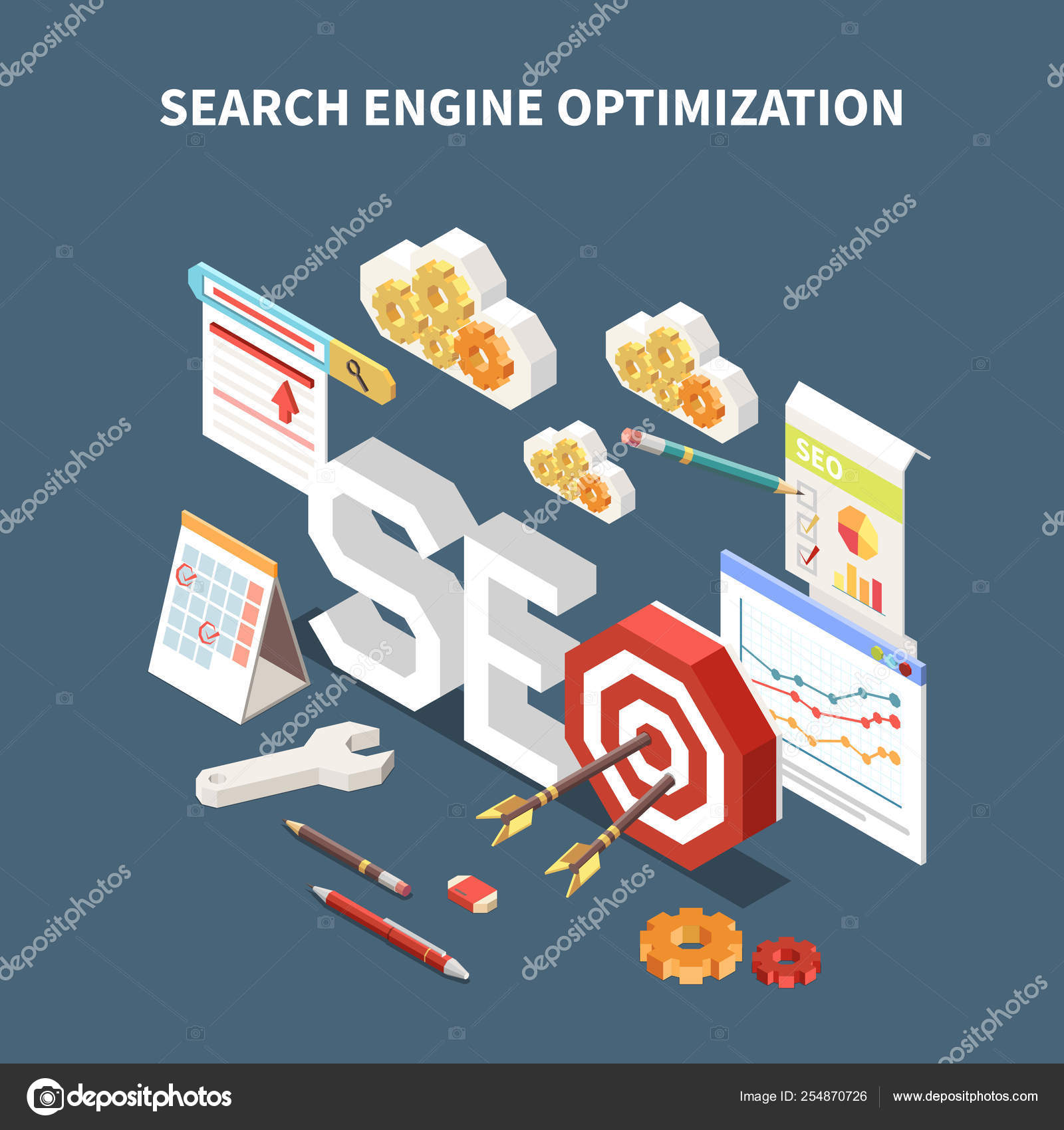 Isometric Isolated Web SEO Composition Stock Vector by ©macrovector ...
