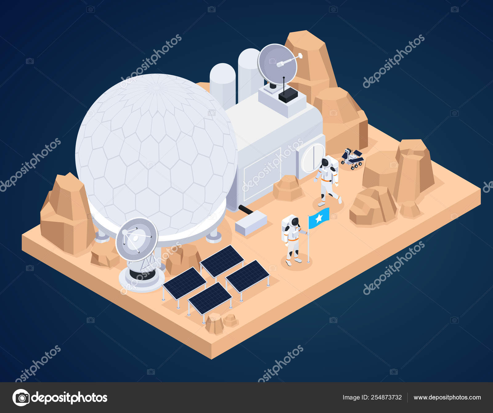 Planet Base Isometric Composition Stock Vector Image by ©macrovector ...