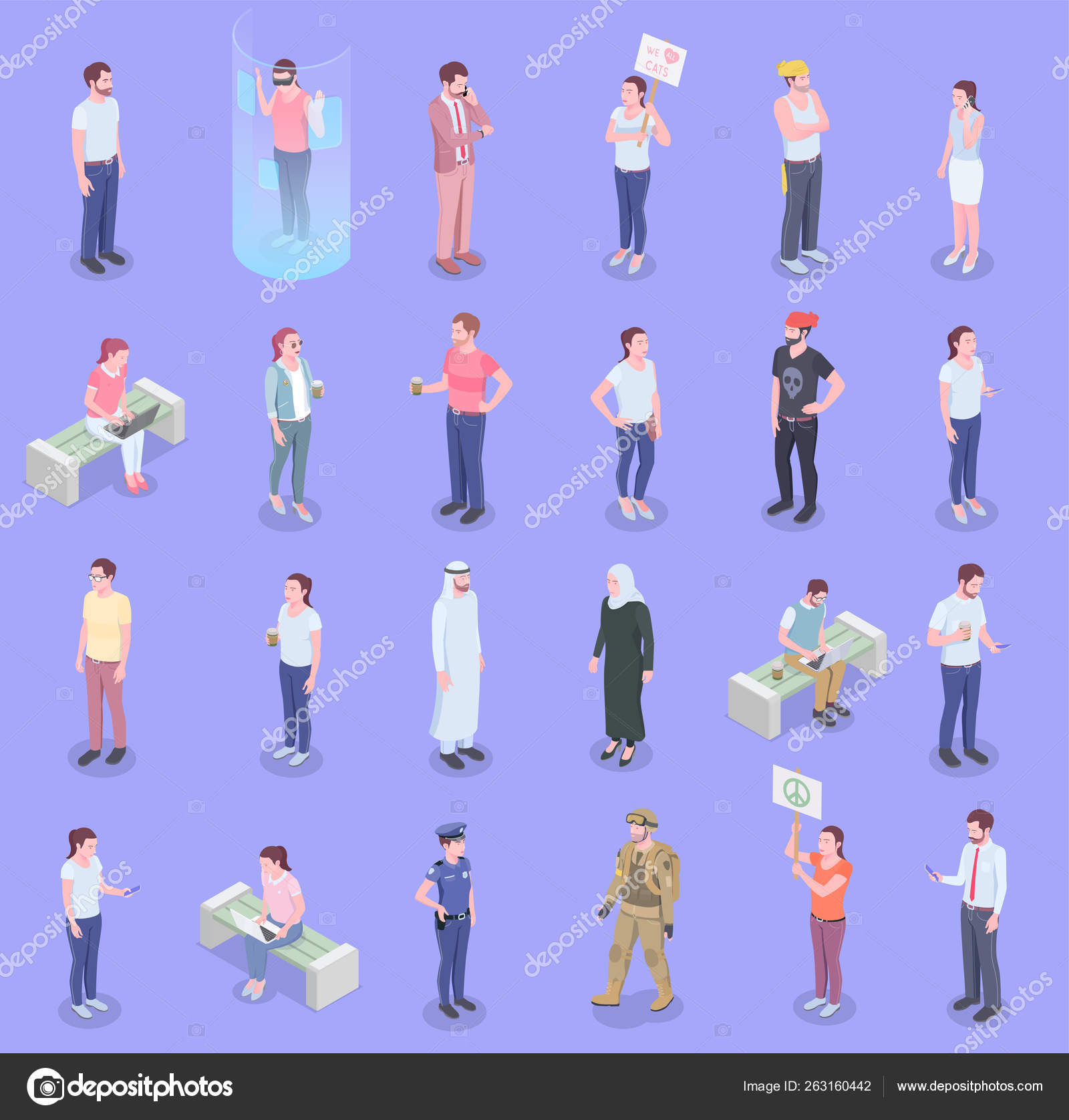 Society People Isometric Set Stock Vector Image by ©macrovector #263160442