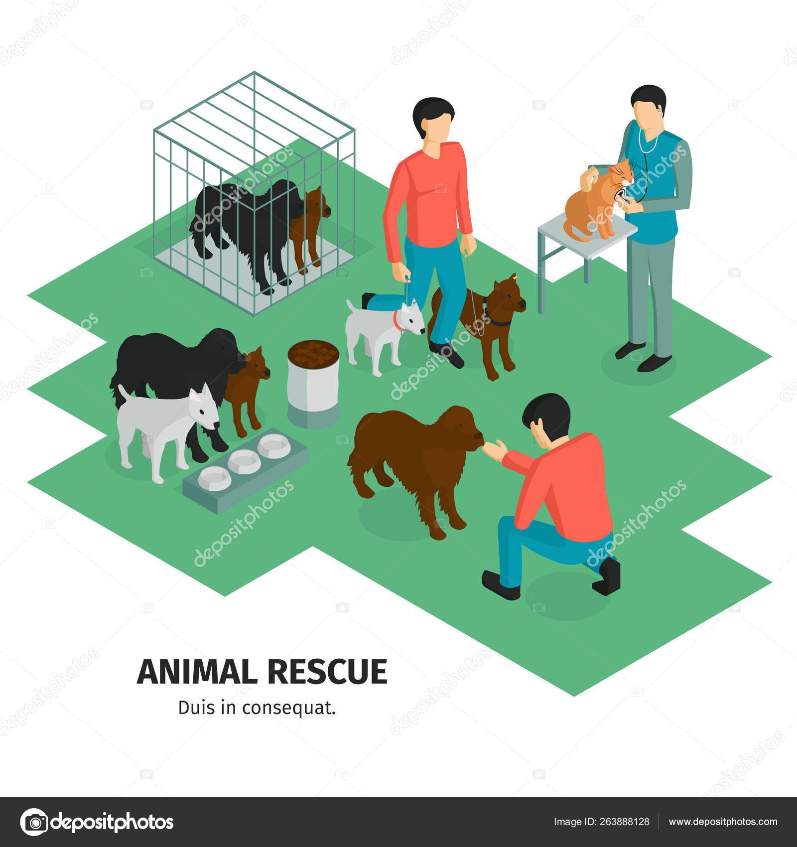 Animal Rescue Isometric Background Stock Vector by ©macrovector 263888128