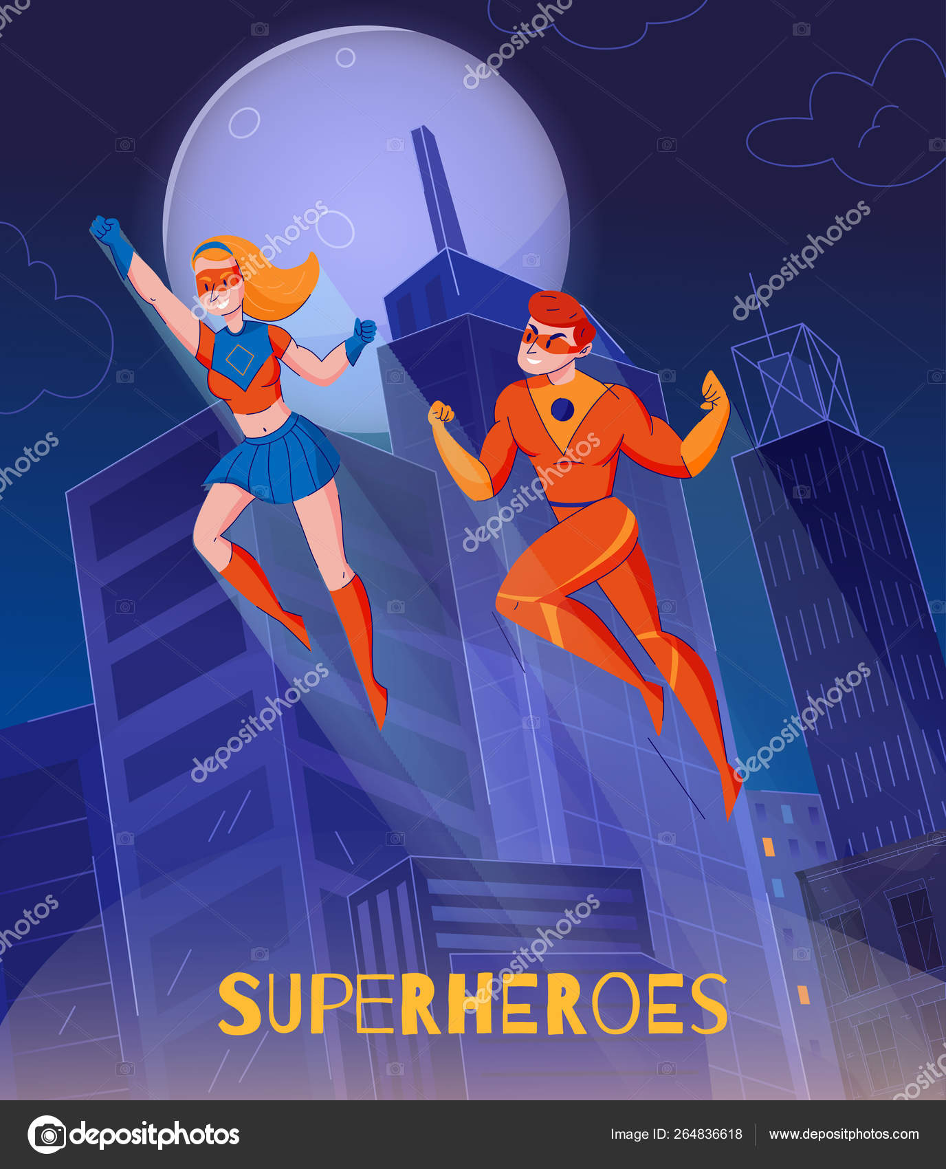 Póster de fondo de superhéroes Vector de stock #264836618 de ©macrovector