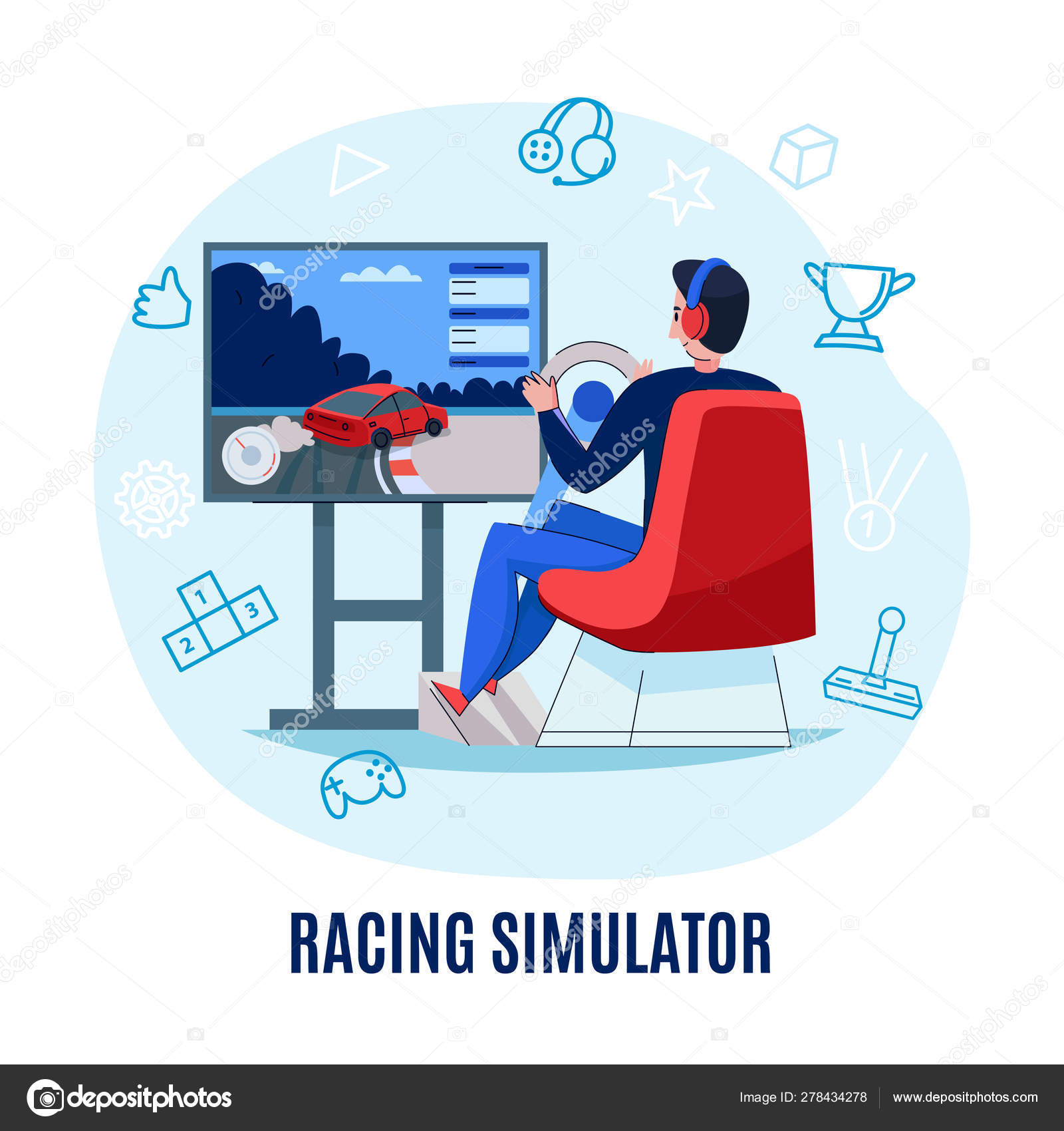Racing Simulator Round Composition Stock Vector by ©macrovector 278434278