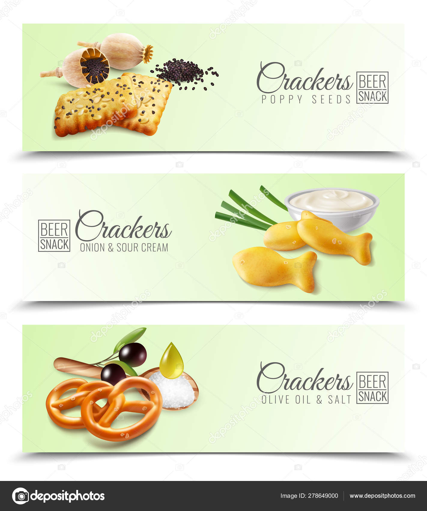 Crackers Realistic Horizontal Banners Stock Vector Image by ...