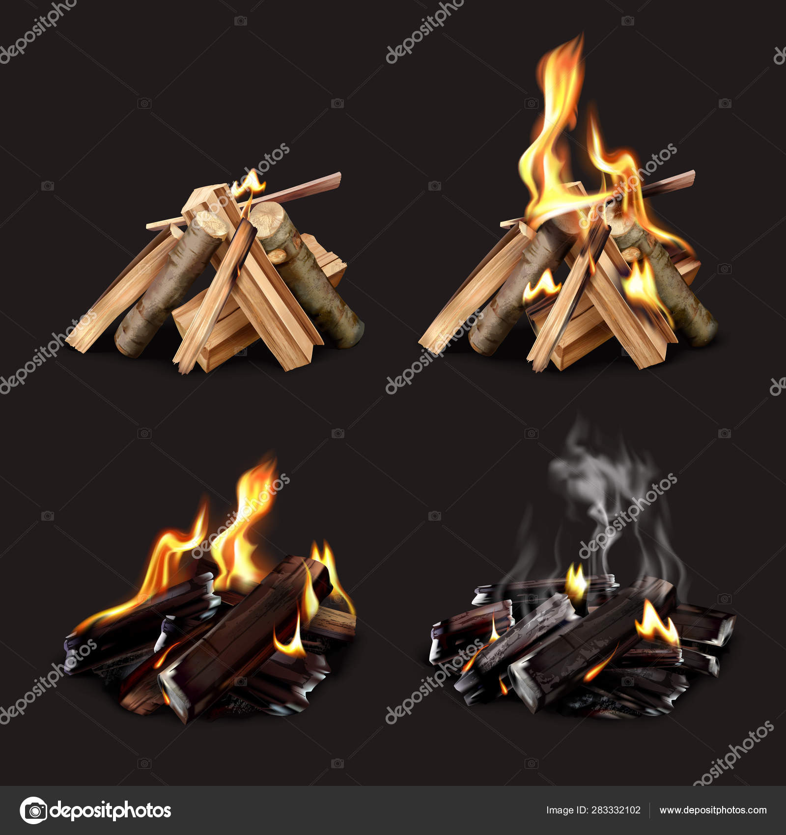 Realistic Campfire Drawing