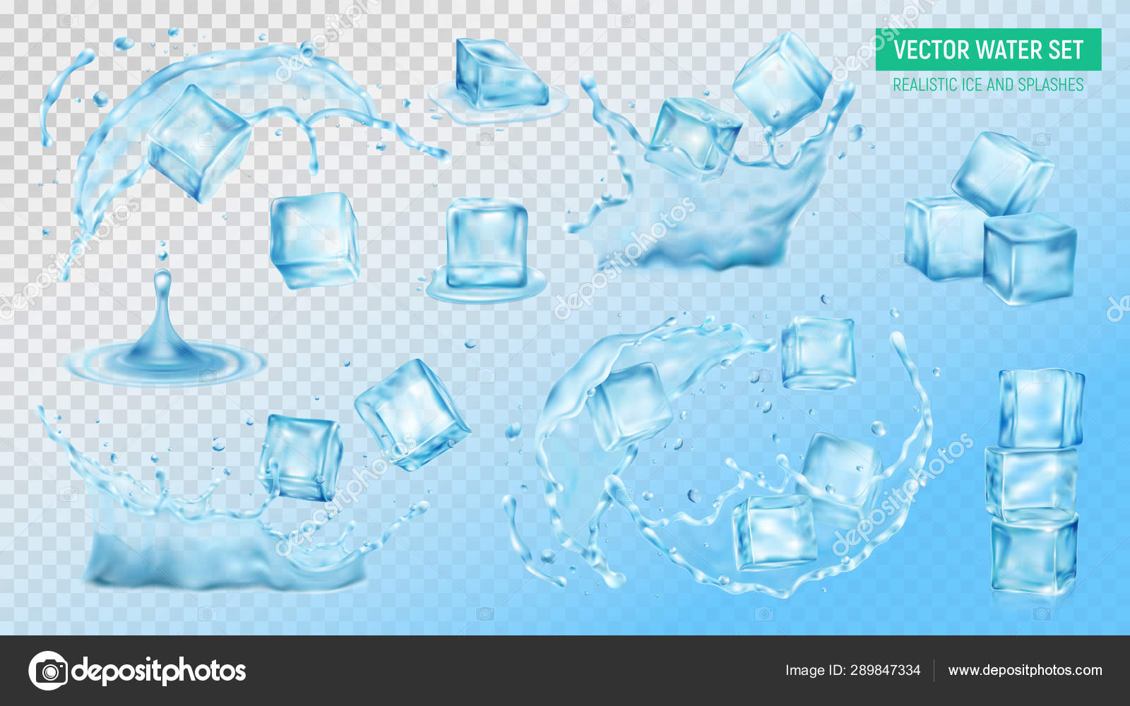 Ice Cubes Water Set Stock Vector Image by ©macrovector #289847334