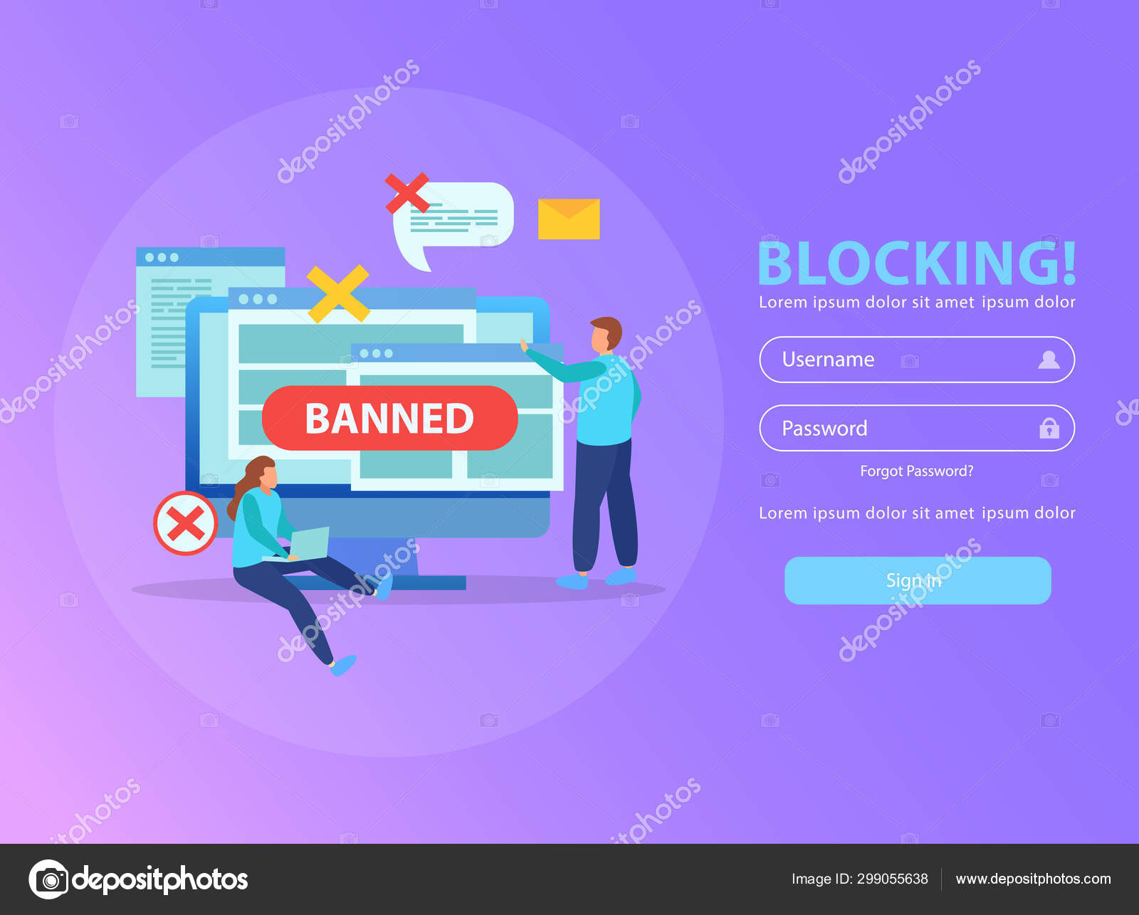 Internet Blocking Isometric Background Stock Vector Image by ...