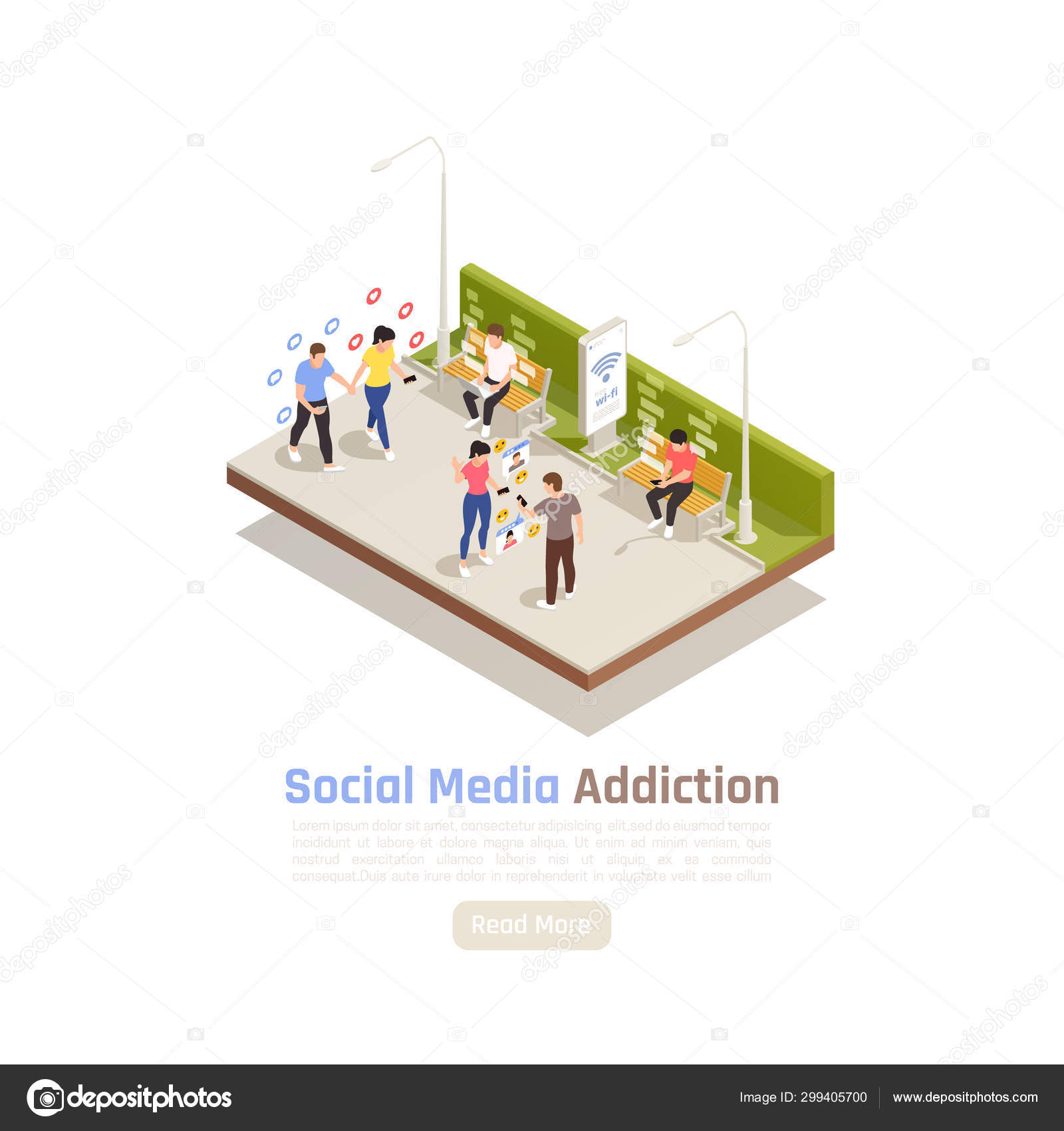 Social Media Addiction Background Stock Vector Image by ©macrovector ...
