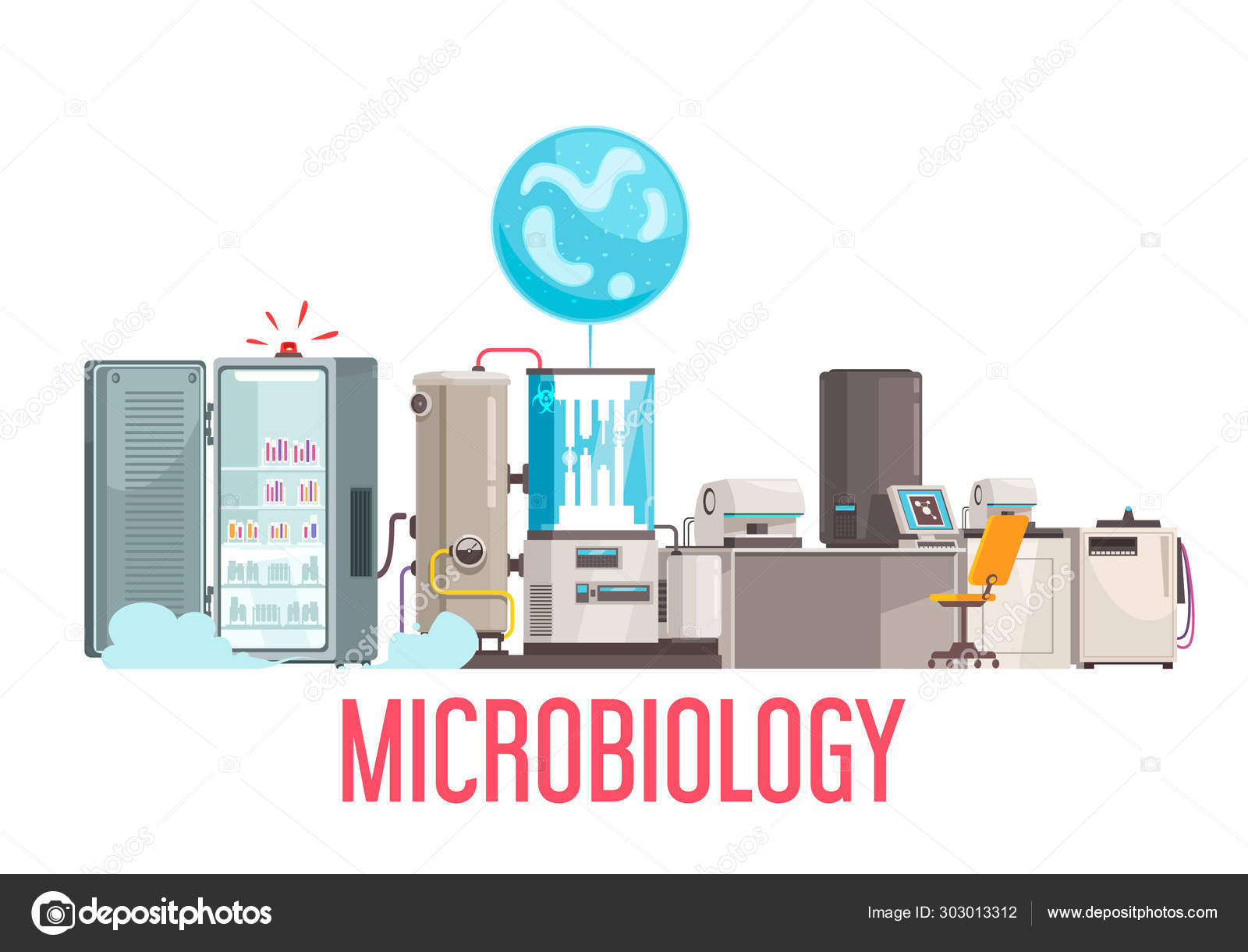 Microbiology Science Lab Composition Stock Vector by ©macrovector 303013312