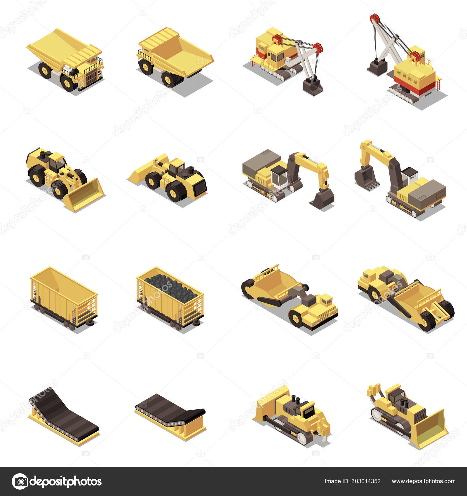 Mining Machinery Isometric Icons Set — Stock Vector © macrovector ... Mining Machinery Isometric Icons Set — Stock Vector © macrovector ...