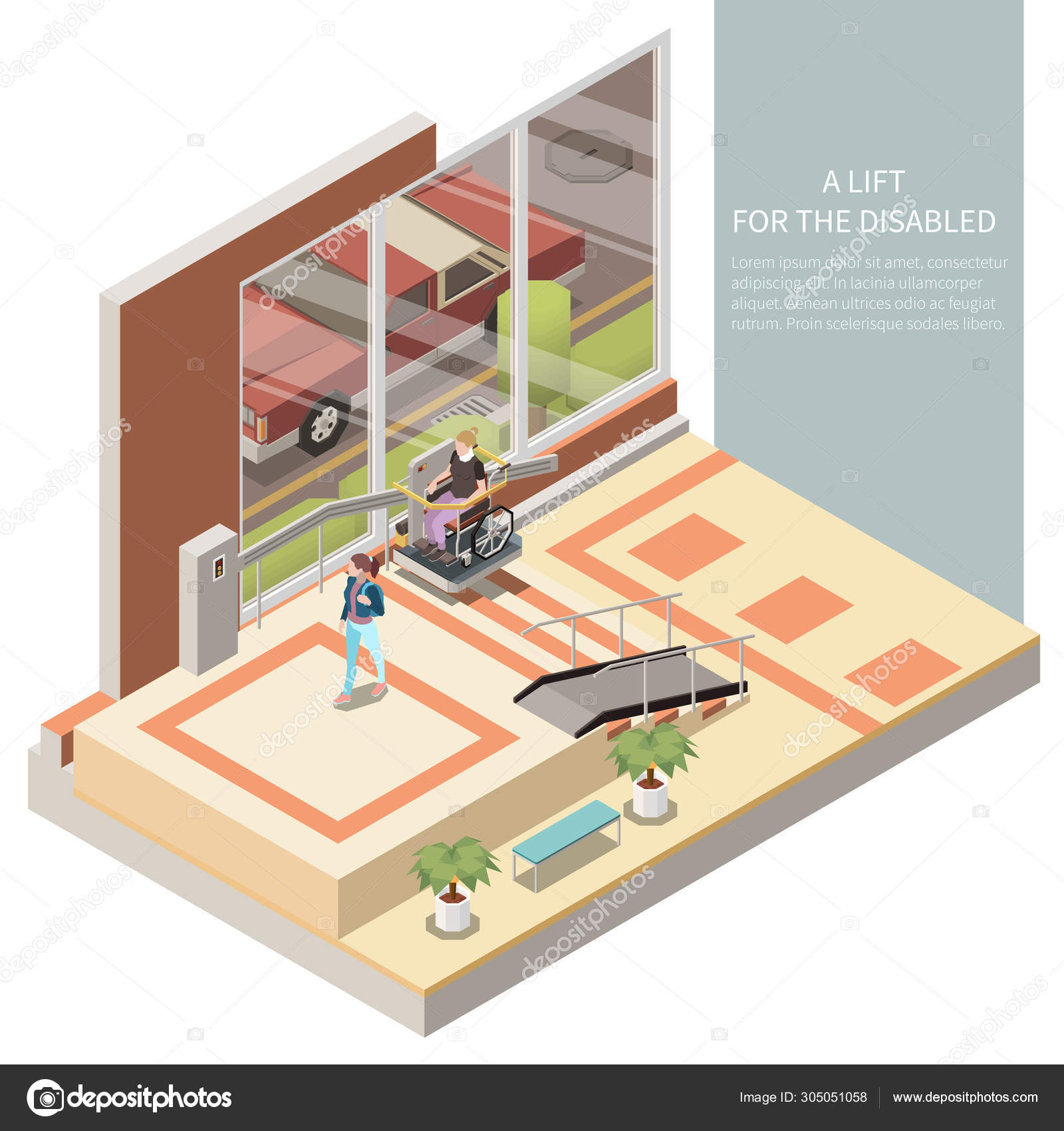 Lift Isometric Illustration Stock Vector Image by ©macrovector #305051058