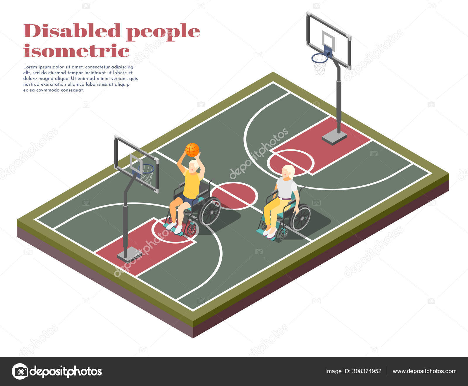 Disabled People Isometric Composition Stock Illustration by ...