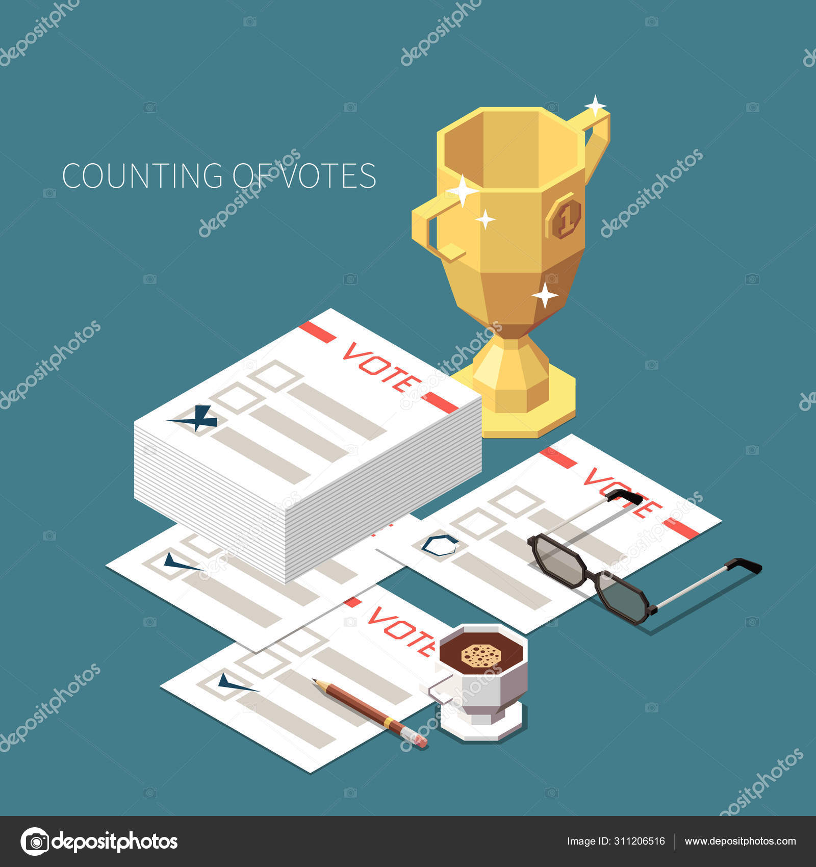 Counting Of Votes Isometric Background Stock Vector Image by ...