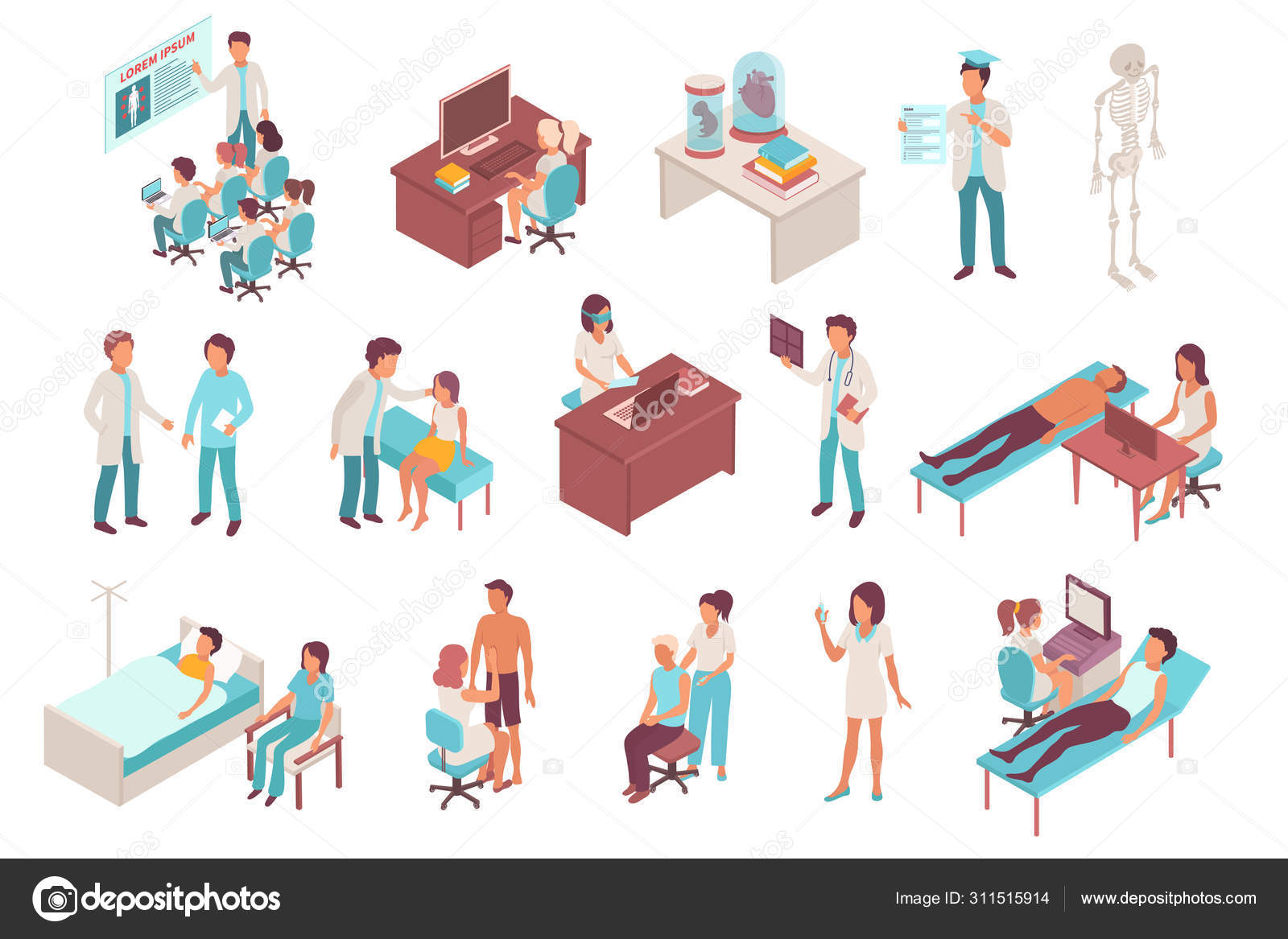 Medical Students Isometric Icons Stock Illustration by ©macrovector ...