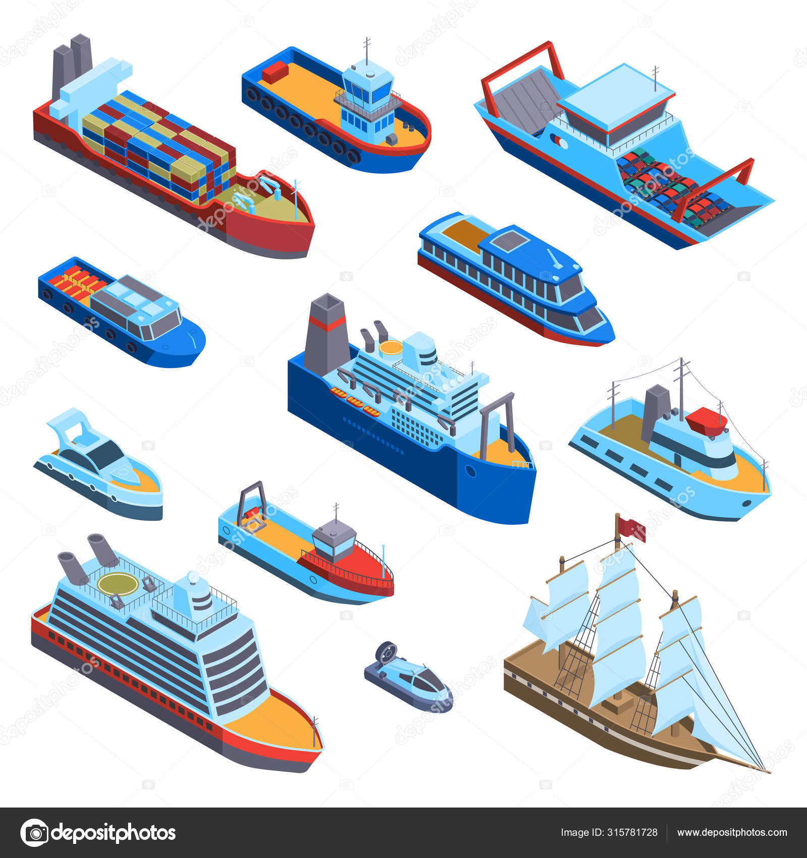 Isometric Water Transport Set Stock Vector Image by ©macrovector #315781728