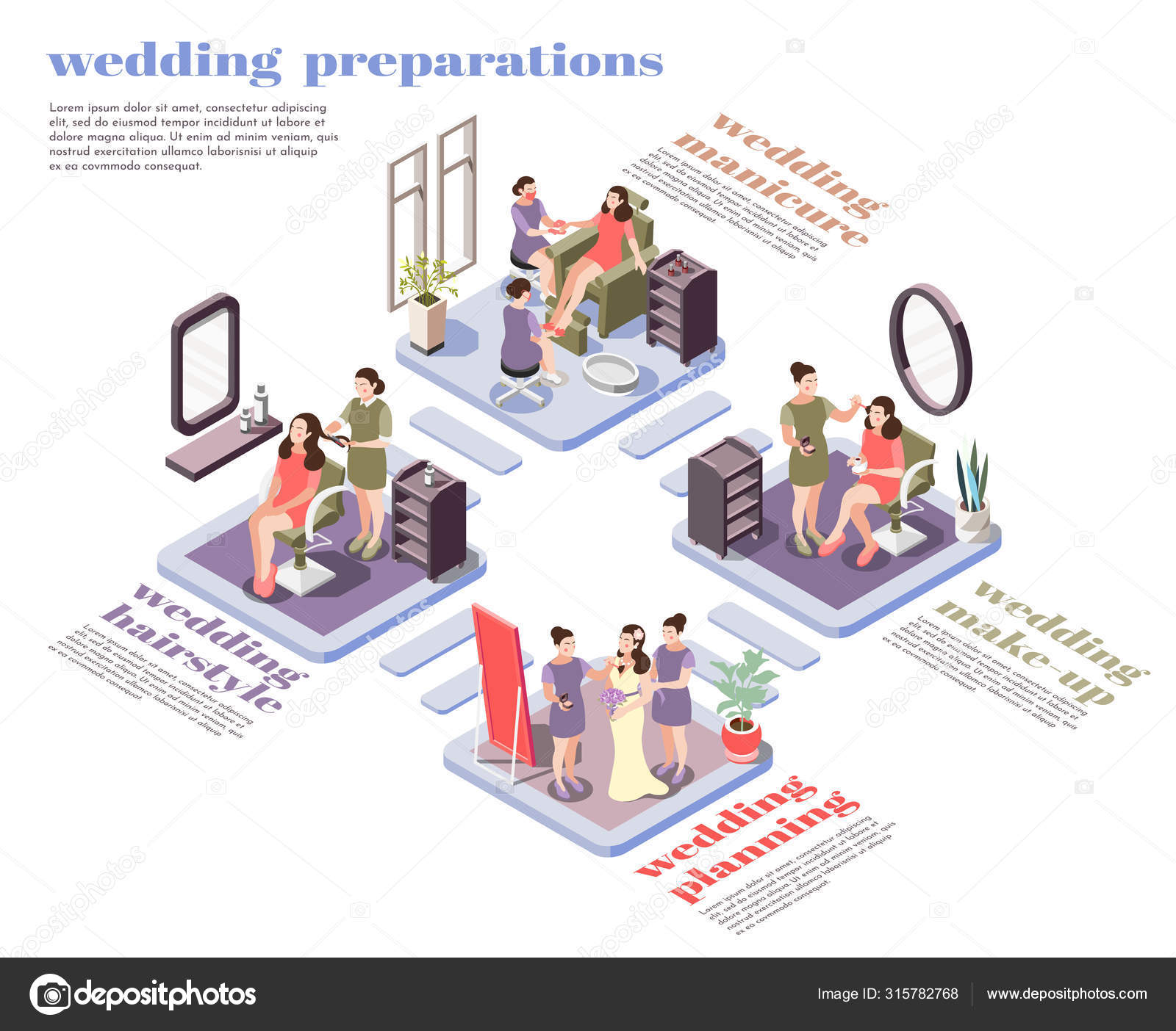 Wedding Preparations Isometric Flowchart Stock Illustration by ...