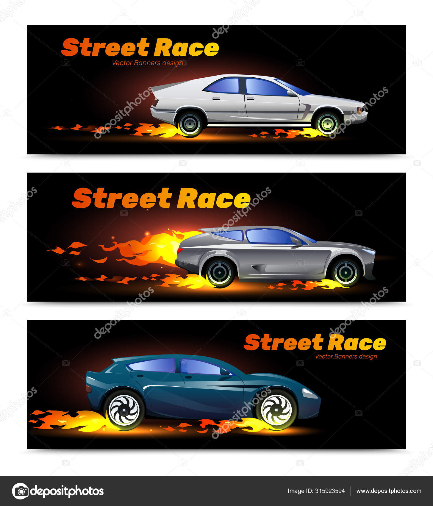Car Race Banners Set Stock Illustration by ©macrovector #315923594