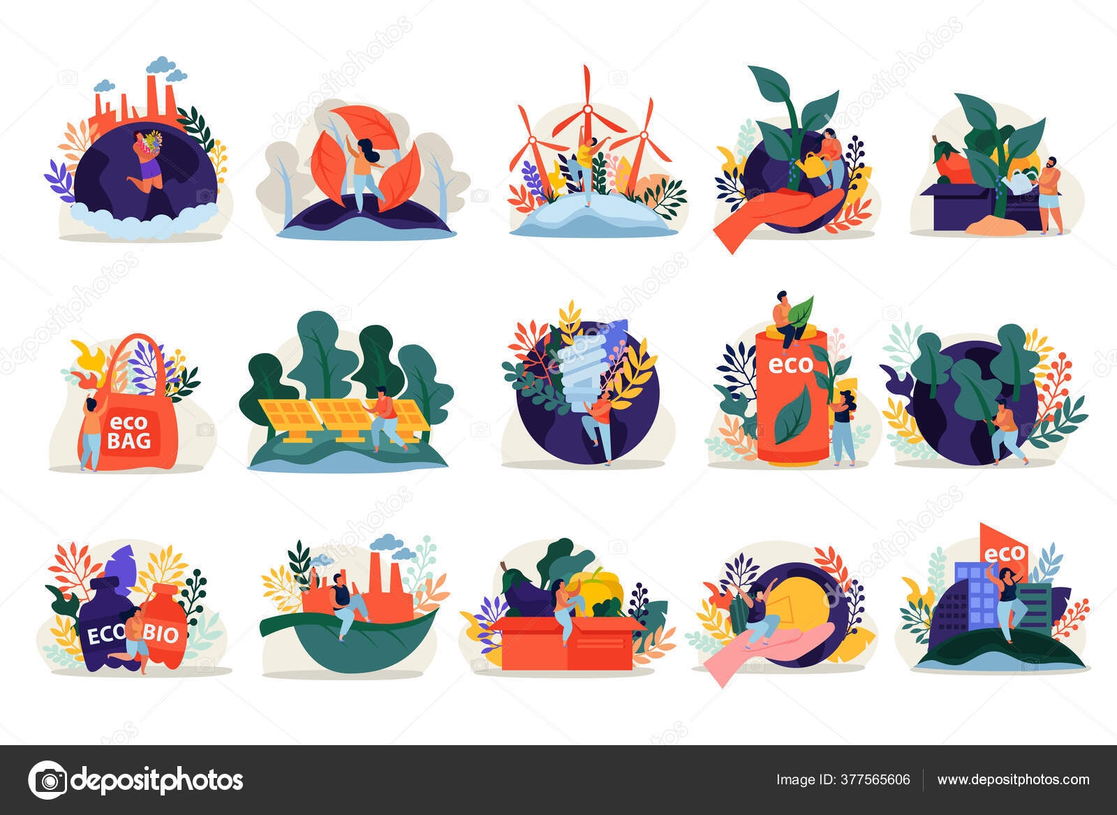Eco Nature Icon Set Stock Vector Image by ©macrovector #377565606