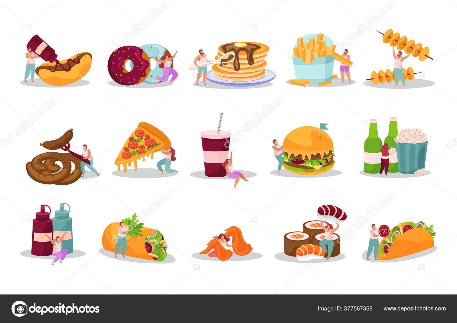 Fast Food Icons Set Stock Vector Image by ©macrovector #377567358