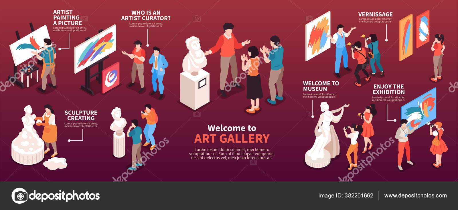 Art Gallery Isometric Infographics Stock Vector Image by ©macrovector ...