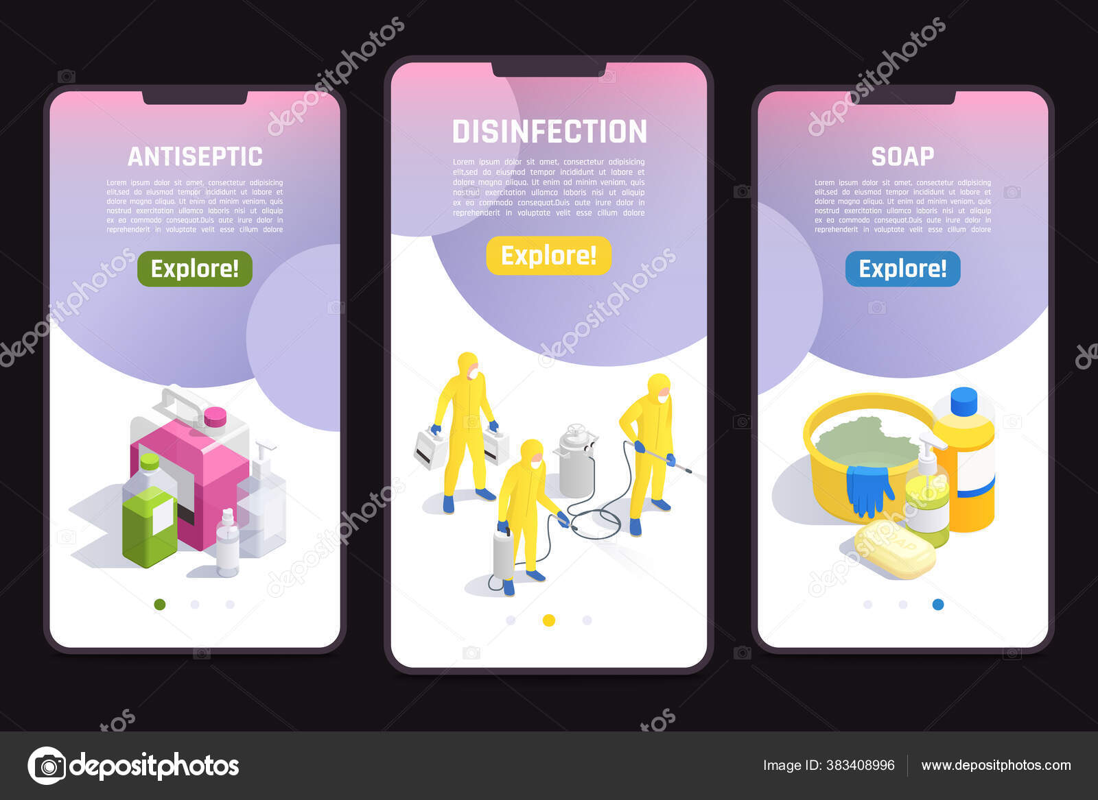 Sanitizing Templates Set Stock Vector Image by ©macrovector #383408996